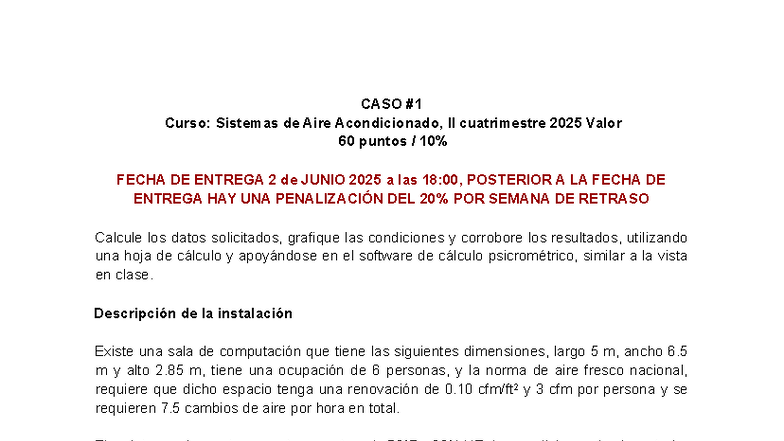 CASO 1 Psicromteria Bryan Villalobos - CASO Curso: Sistemas de Aire ...