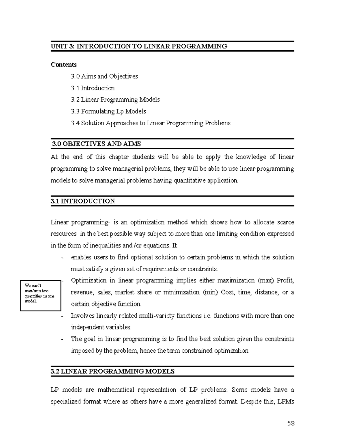 Unit 3: Introduction to Linear Programming - Math Notes - Studocu