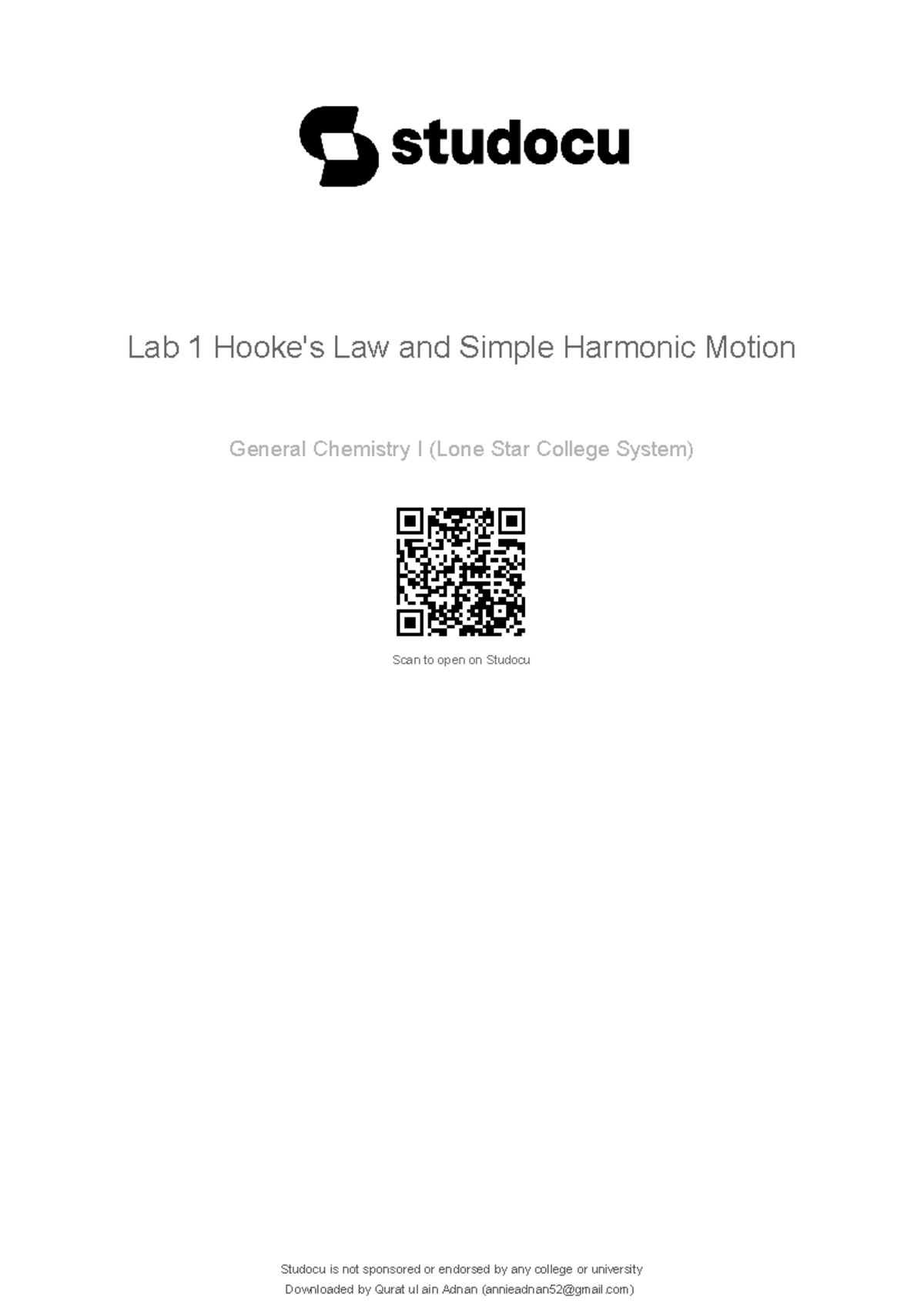 Lab 1 hookes law and simple harmonic motion converted - Lab 1 Hooke's ...