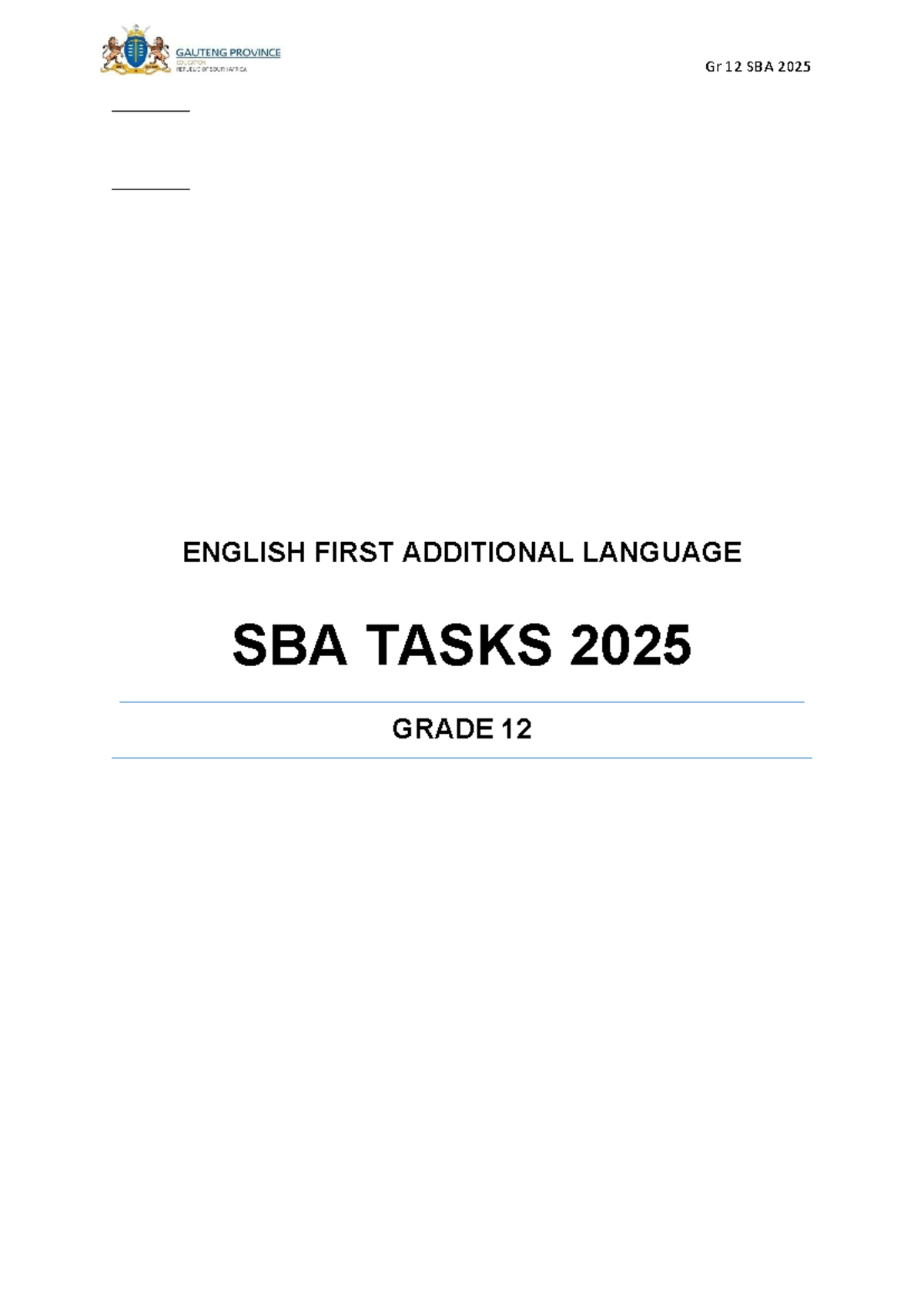 Grade 12 SBA 2025: Listening Comprehension Tasks and Guidelines - Studocu