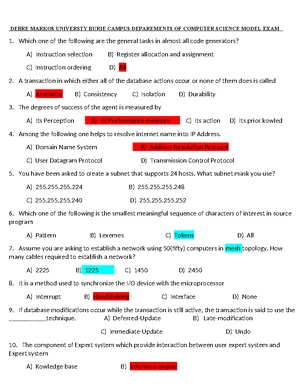 Bonga U Model-exam - model questions for computer science exit exam ...