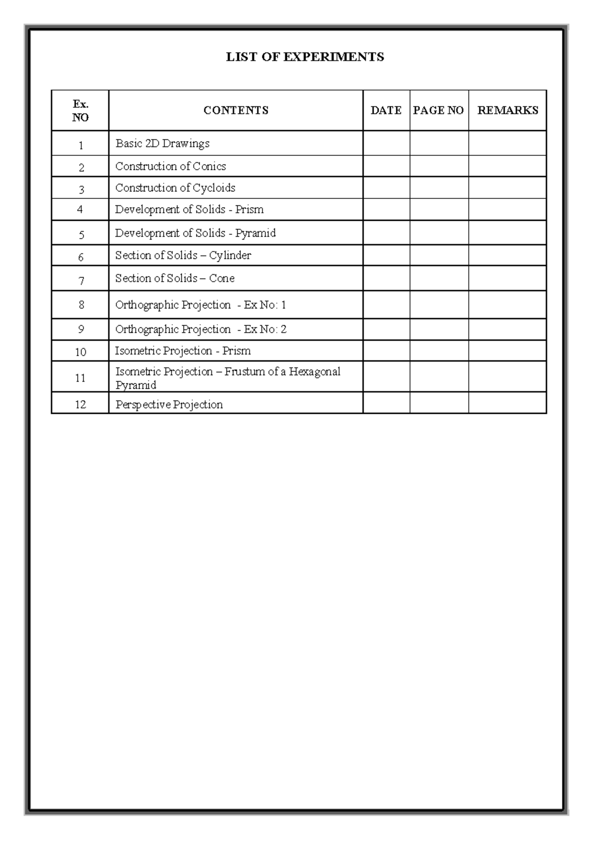 Engineering Drawing Lab Manual - 22: CADD Experiments and Procedures ...