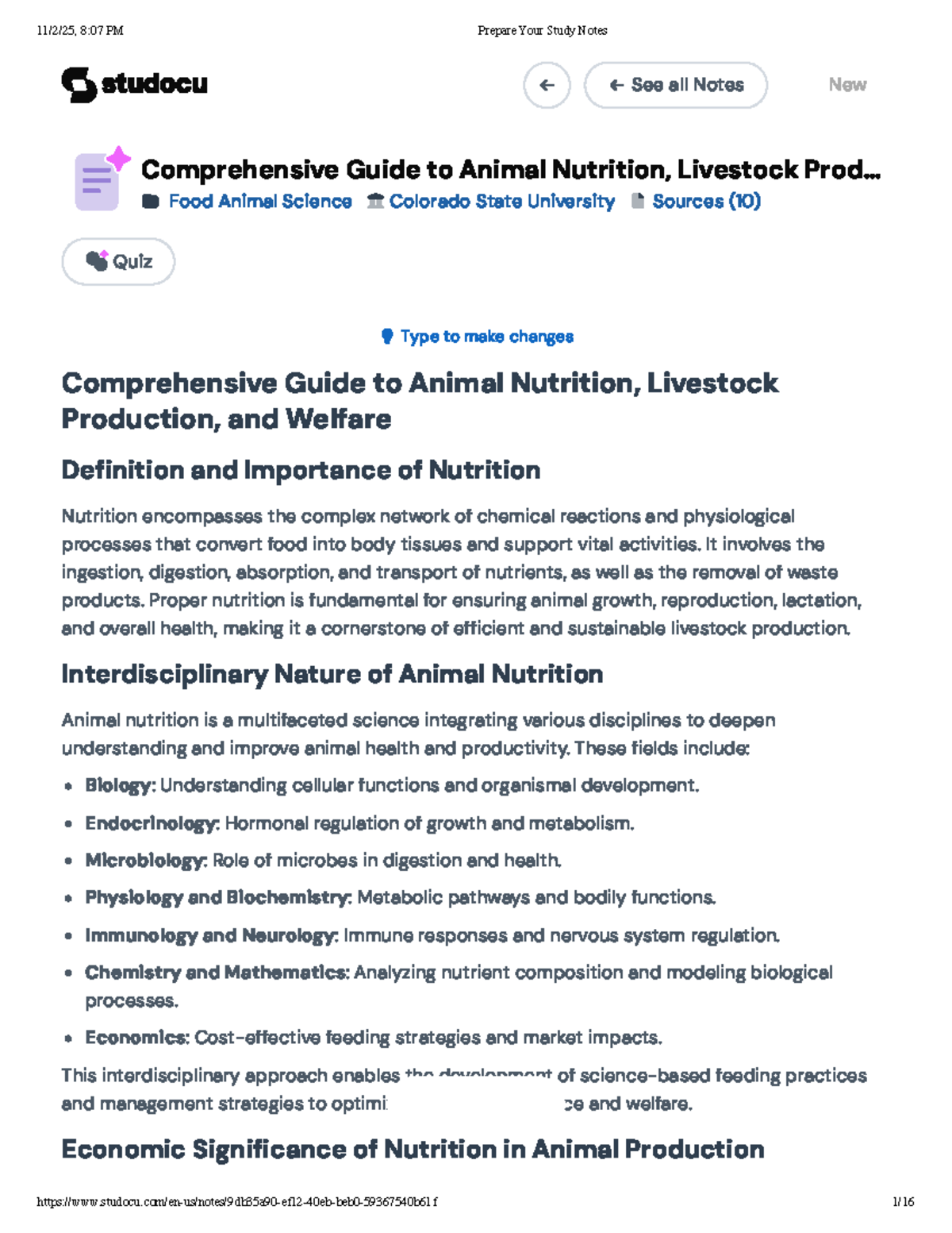 Comprehensive Guide to Animal Nutrition and Livestock Management (ANSC ...