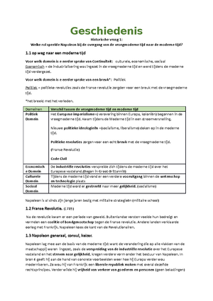 Geschiedenis hv1 en 2 - Hoofdstuk1 : napoleon en de overgang naar de ...