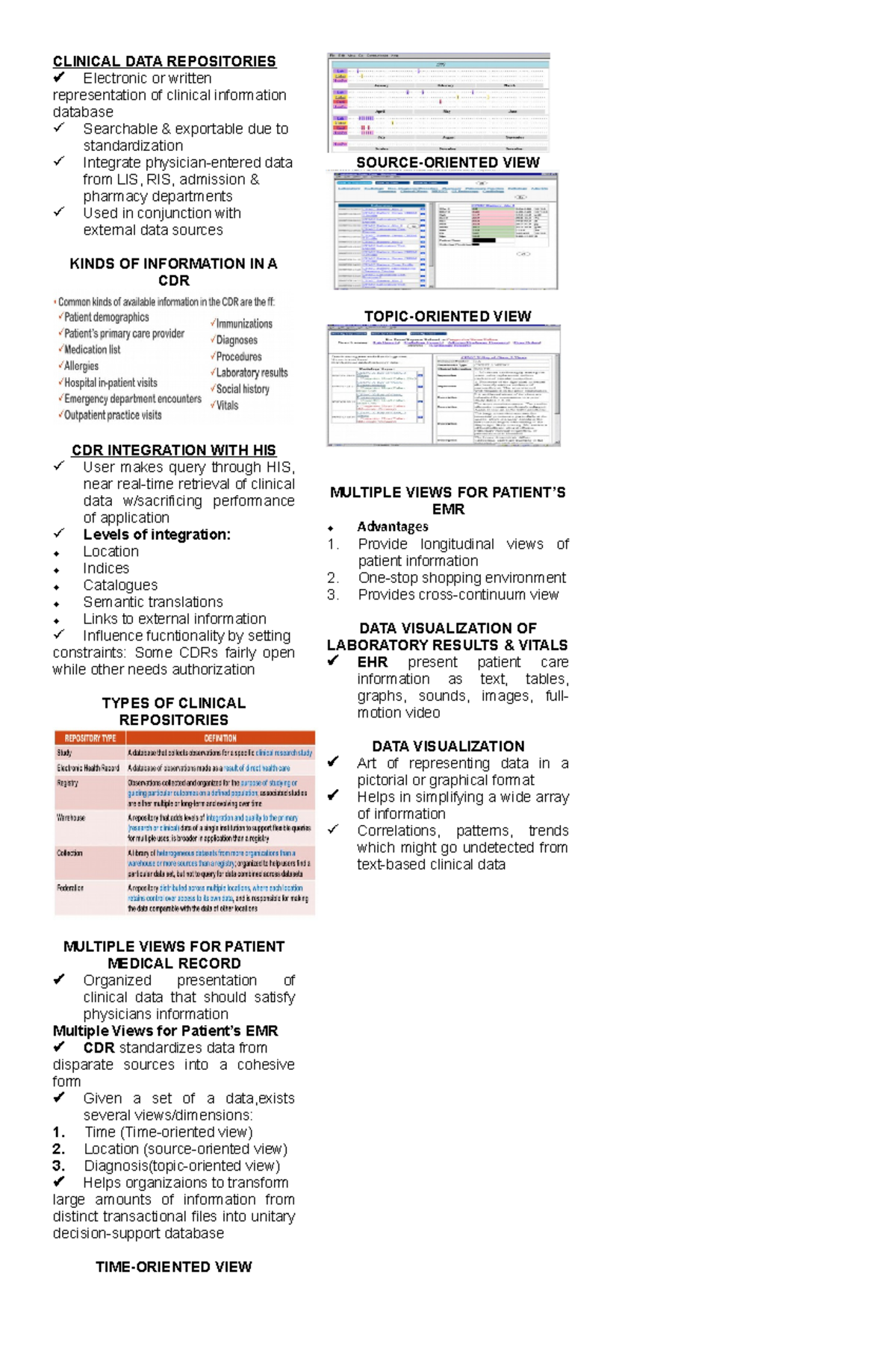 HIS Lesson 11 Clinical DATA Repositories - CLINICAL DATA REPOSITORIES ...