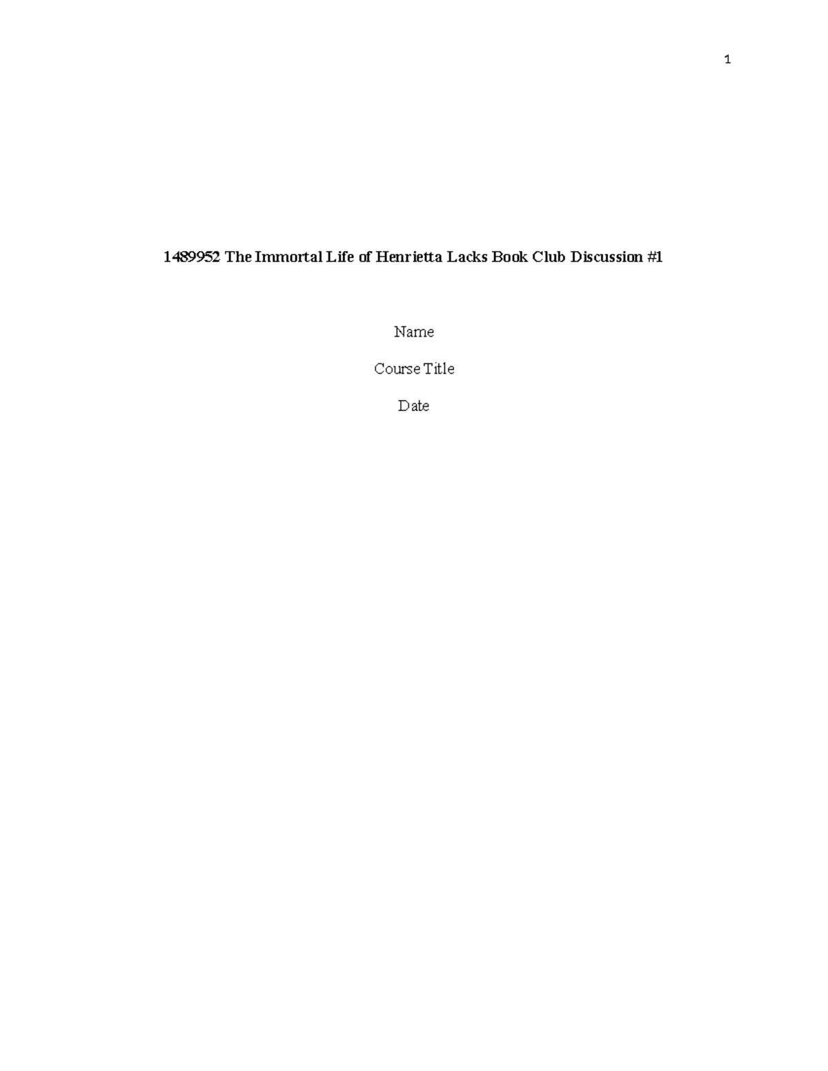 1489952 Ethical Issues in The Immortal Life of Henrietta Lacks ...