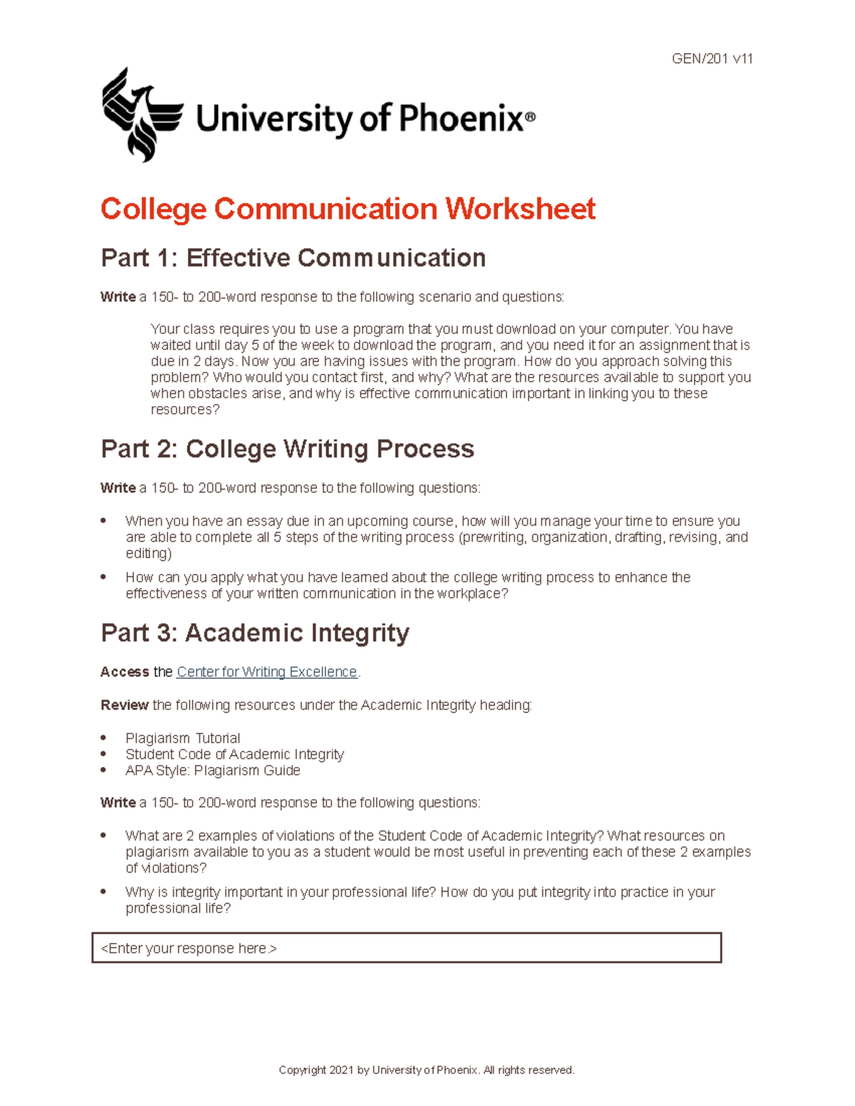 Gen201 v11 new wk3 college communication worksheet - GEN/201 v College ...