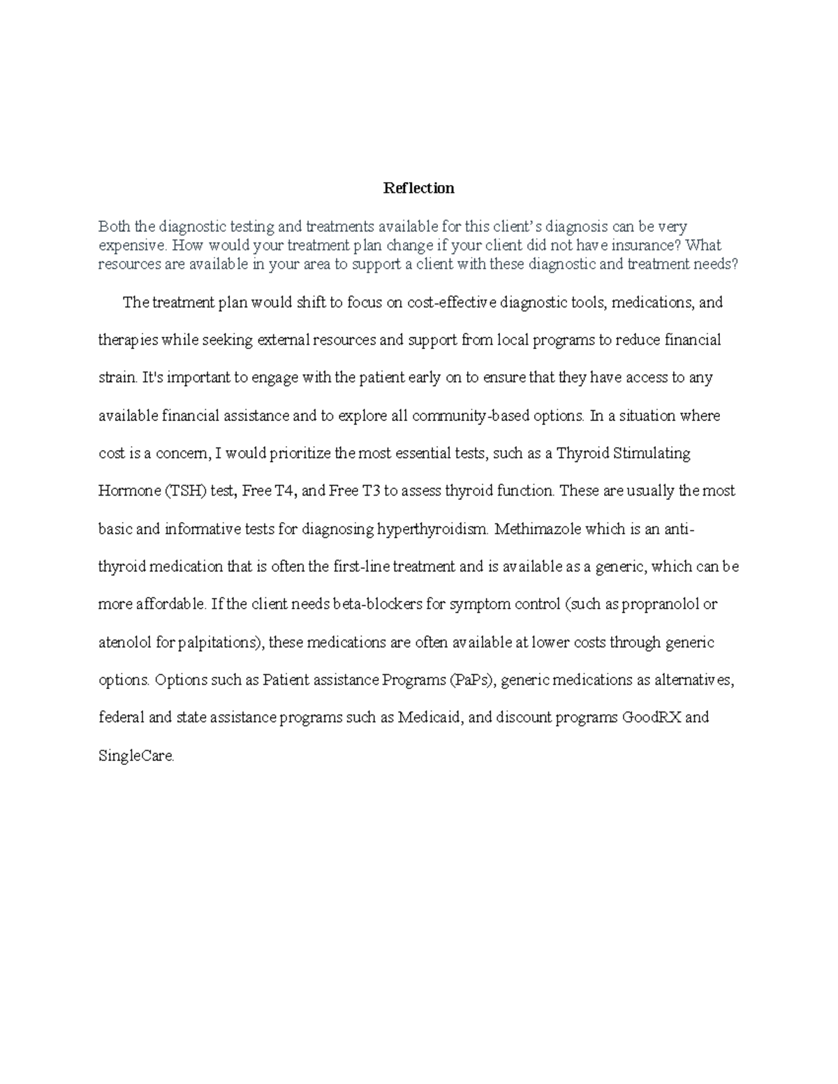 Wk 3 i Human Reflection - Reflection Both the diagnostic testing and ...