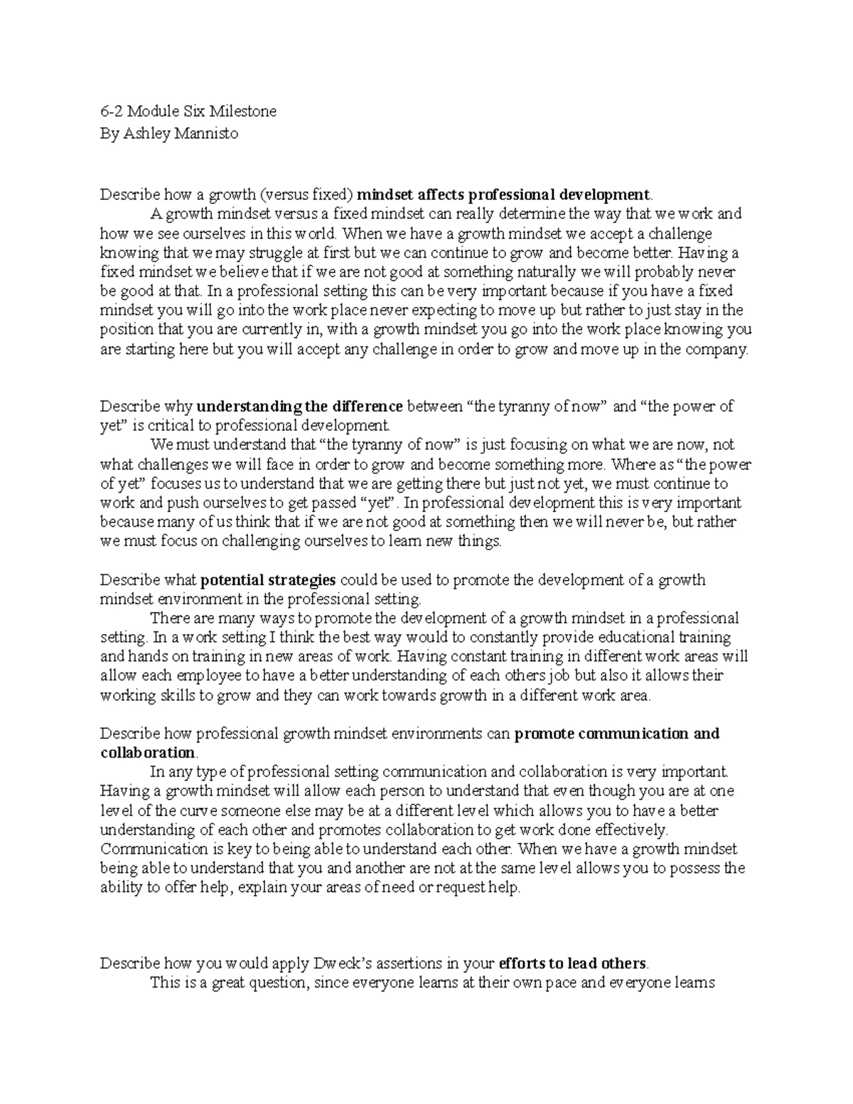 2-2 Module Two Video Reflection - Kayla Sakowski Southern New Hampshire University PSY-491-H Dr ...