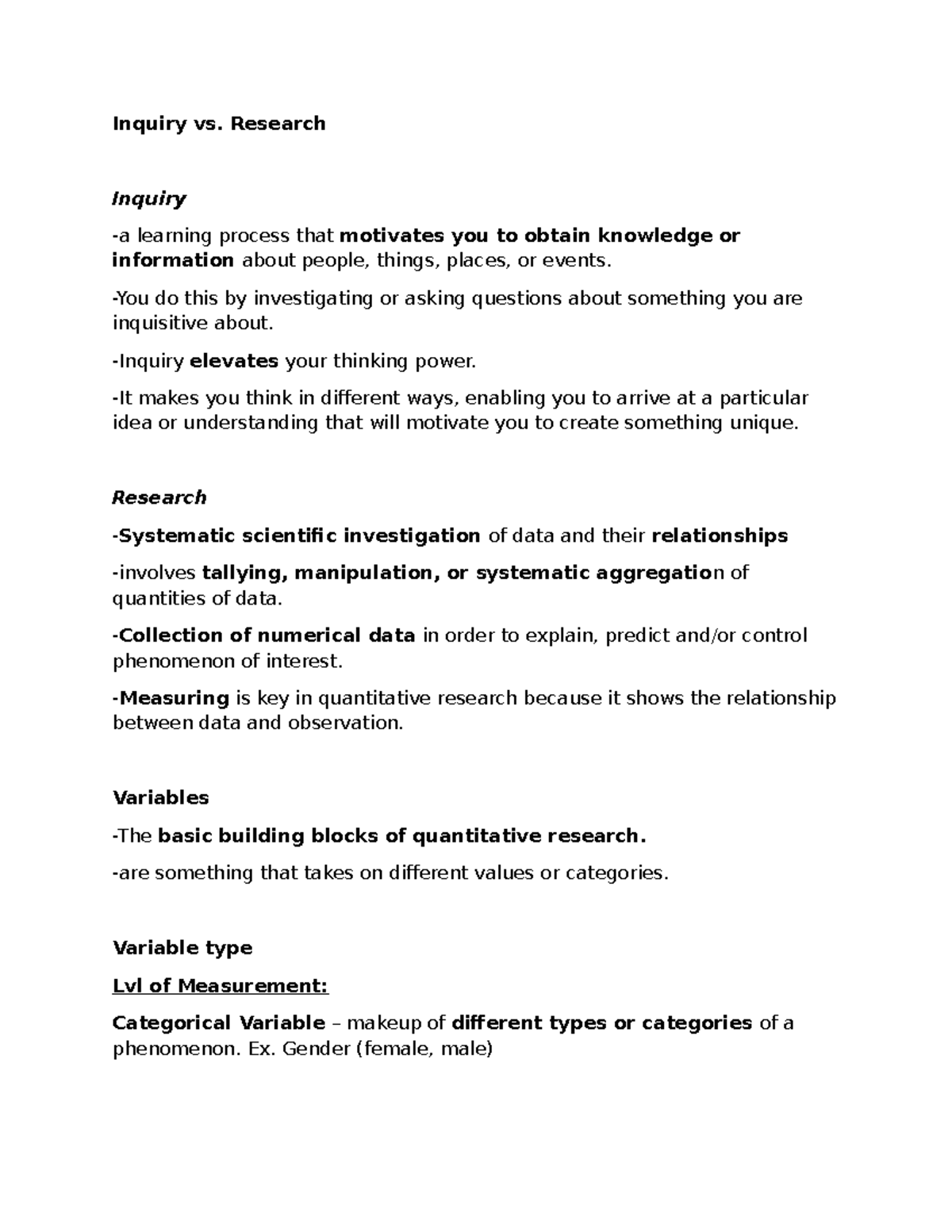 Inquiry vs. Research: Understanding Key Concepts in Quantitative ...