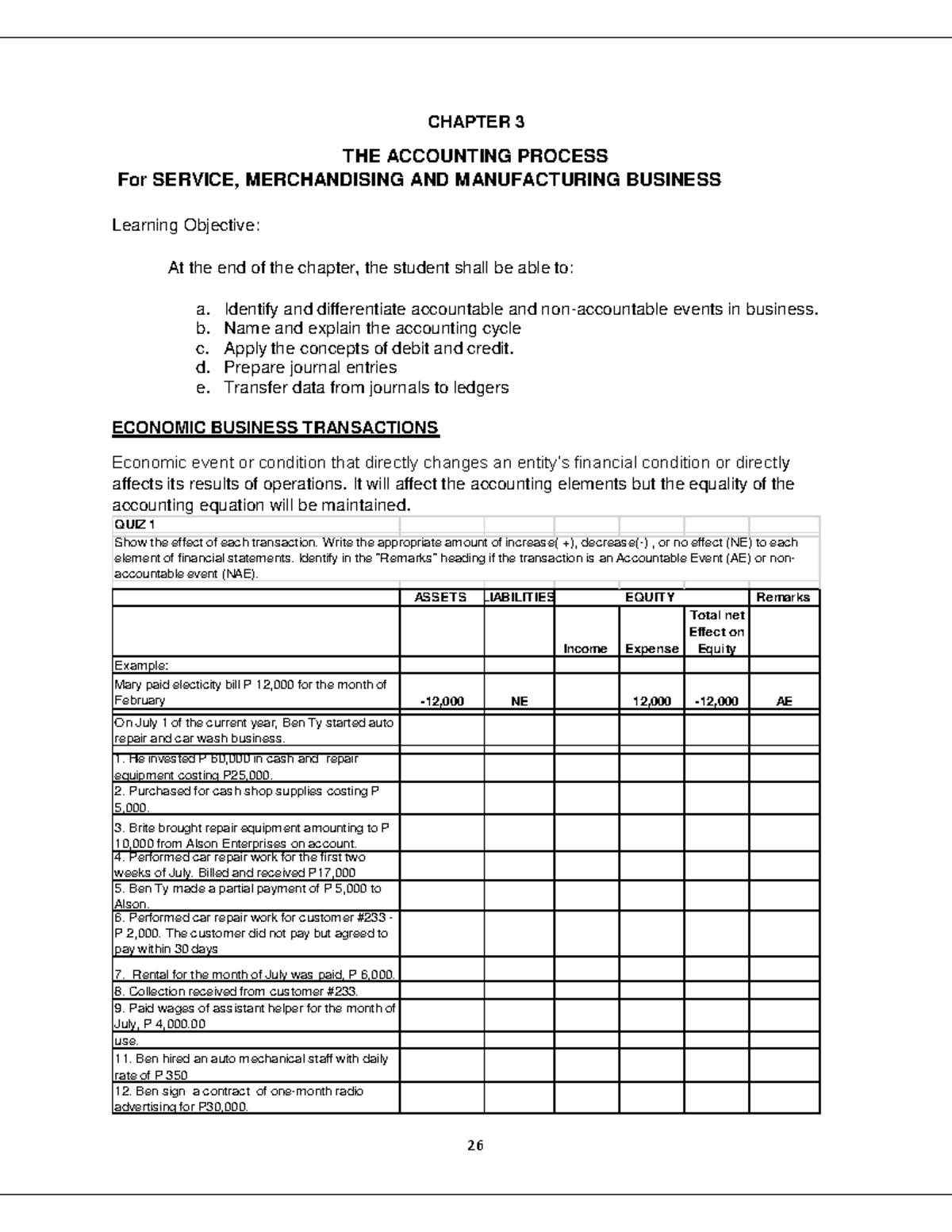 Chapter 3 THE Accounting Process - CHAPTER 3 THE ACCOUNTING PROCESS For ...