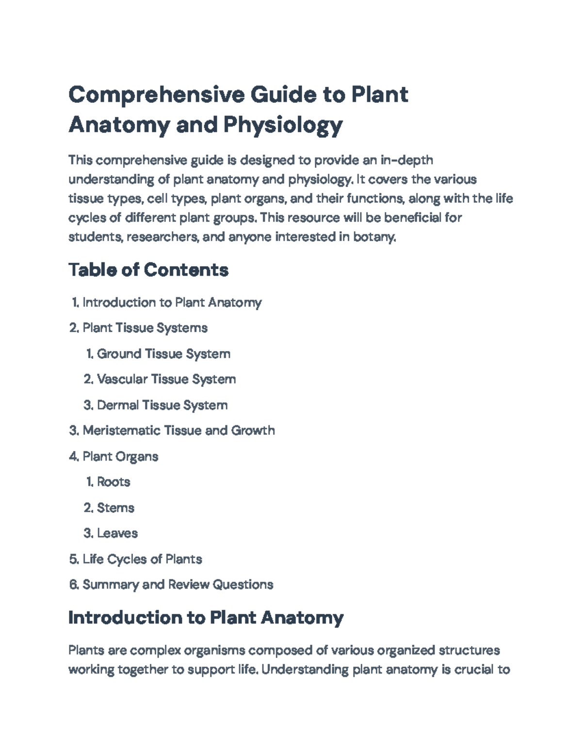 Comprehensive Guide to Plant Anatomy & Physiology (BIO101 ...