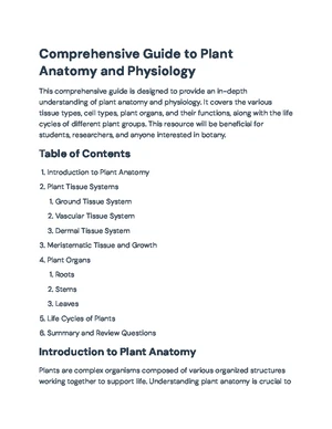 Plant Anatomy - Study Notes & Assignments - Studocu