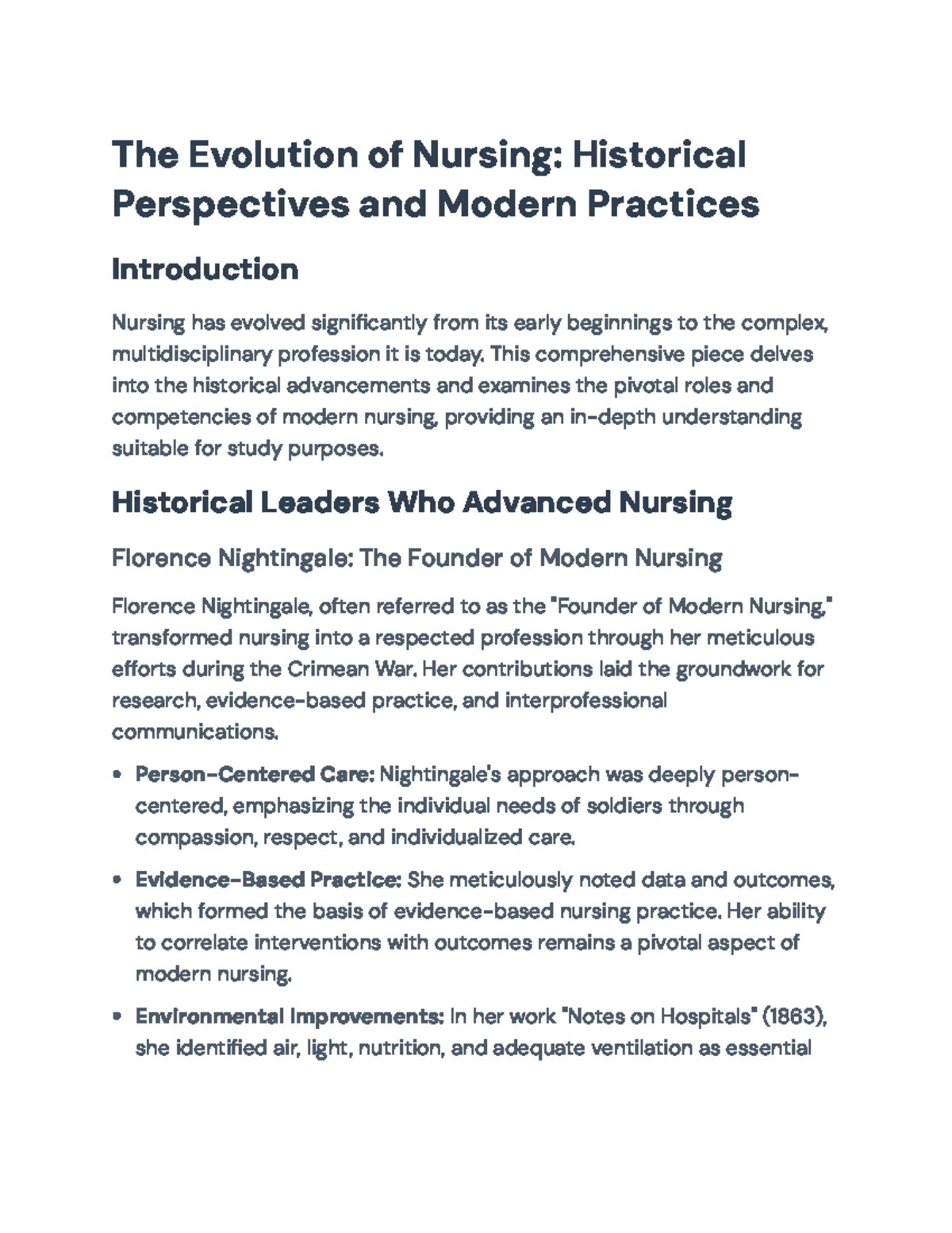 The Evolution of Nursing: Historical Insights & Modern Practices - The ...