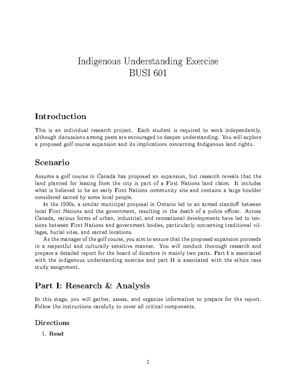 BUSI601-Indigenous Understanding Exercise: Analysis of Land Rights ...