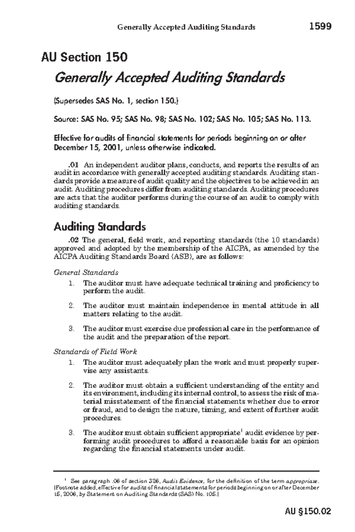 AU 150 Generally Accepted Auditing Standards Overview and Key Points ...