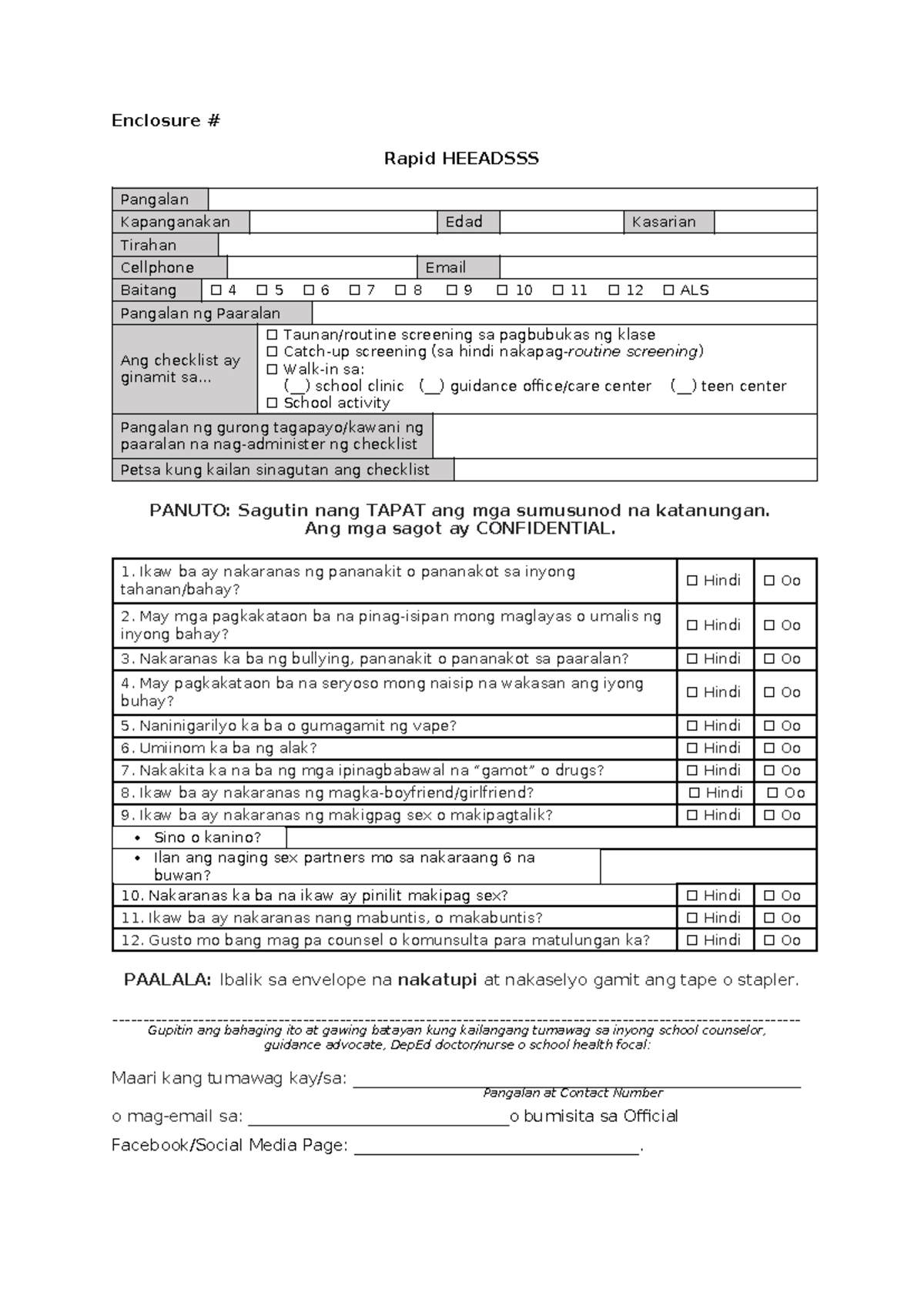 03-Rapid Assessment Checklist for ALS Students - Studocu