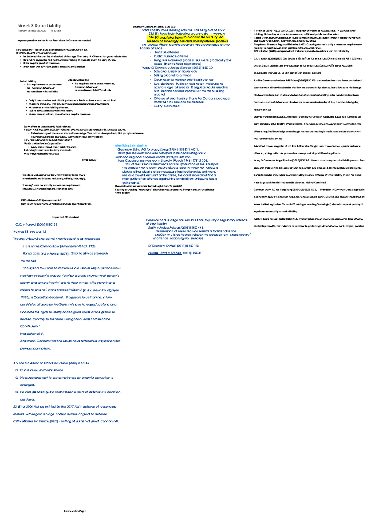 Strict Liability Overview: Key Cases and Principles (LAW 101) - Studocu