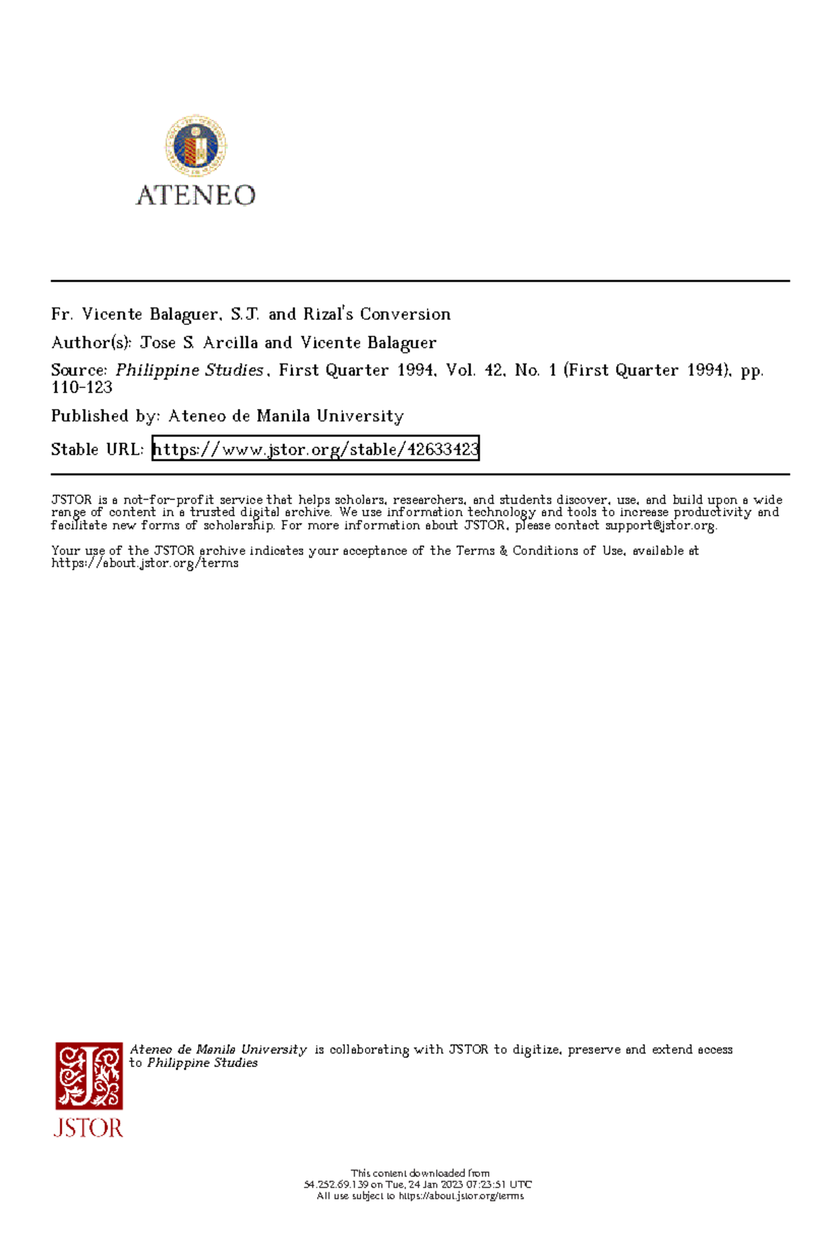 Fr. Vicente Balaguer, S.J. and Rizal's Conversion - Fr. Vicente ...