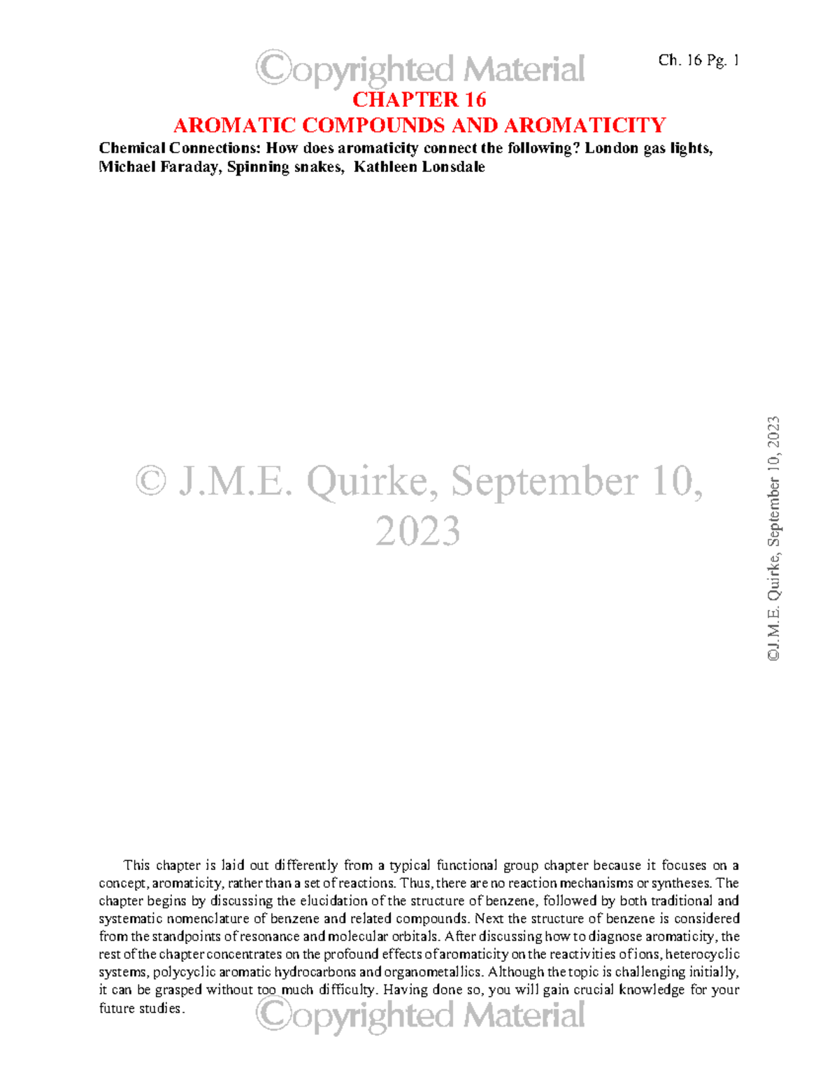 Ch. 16 Aromatic Compounds and Aromaticity - Lecture Notes by J.M.E ...