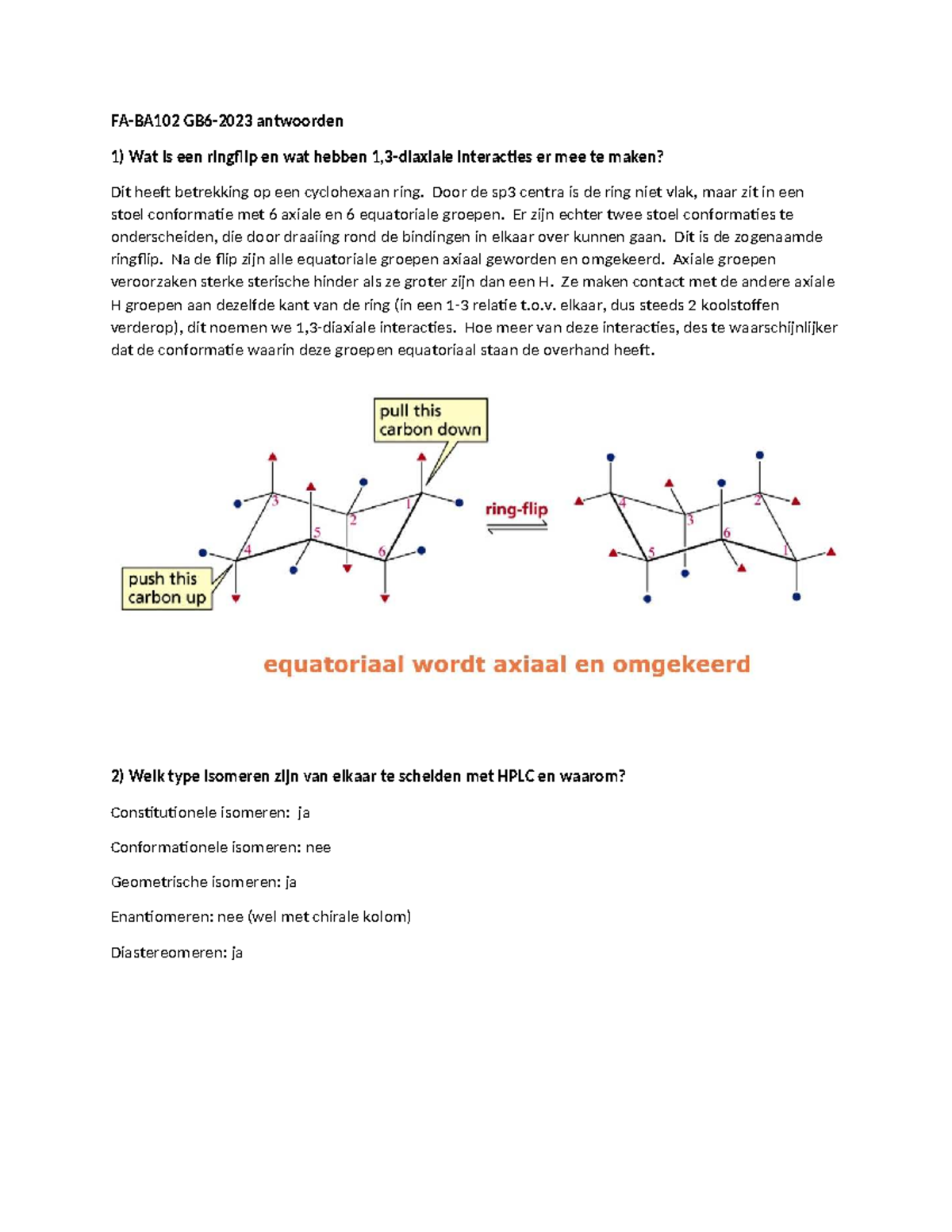 GB6 Antwoorden: Ringflip, Isomerie en Optische Rotatie in Chemie ...