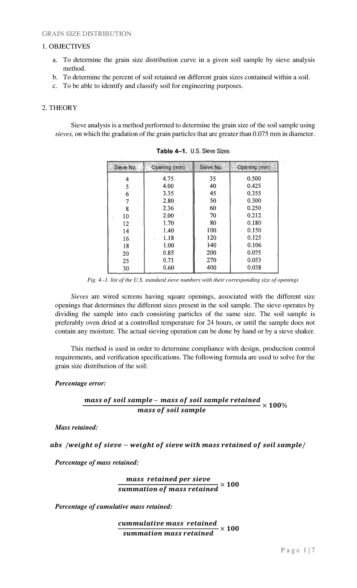 Moisture Content LAB Report - DETERMINATION OF MOISTURE CONTENT IN SOIL ...