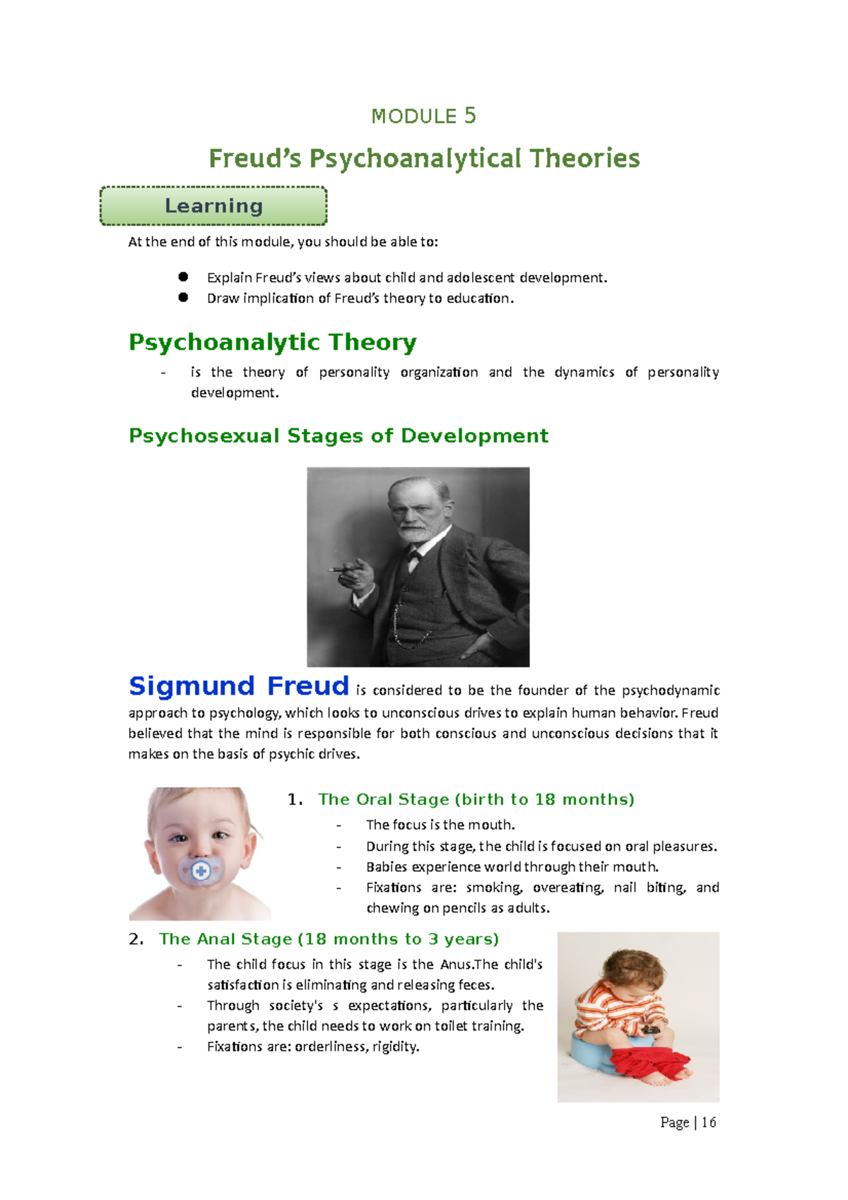 ED 82 Module-5 - Freud’s Psychoanalytical Theories - MODULE 5 Freud’s ...