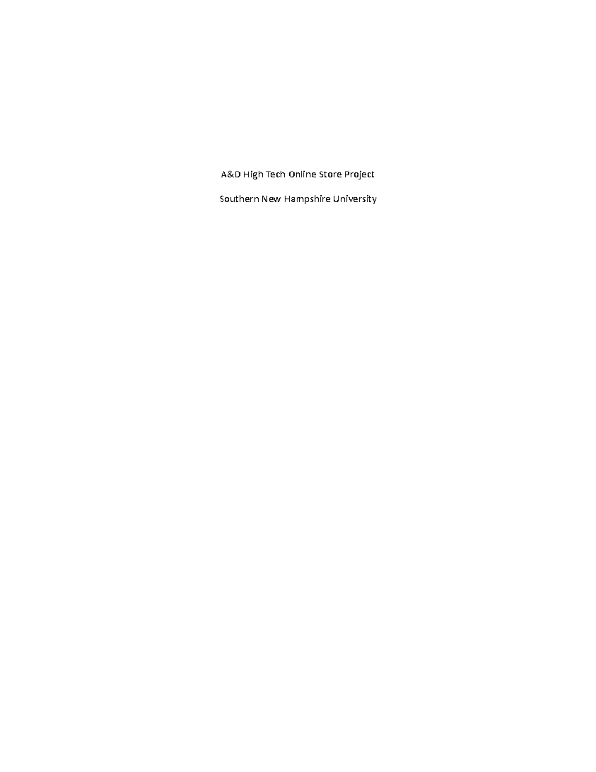 QSO-355 Final Project Part II - 2 - A&D High Tech Online Store Project ...