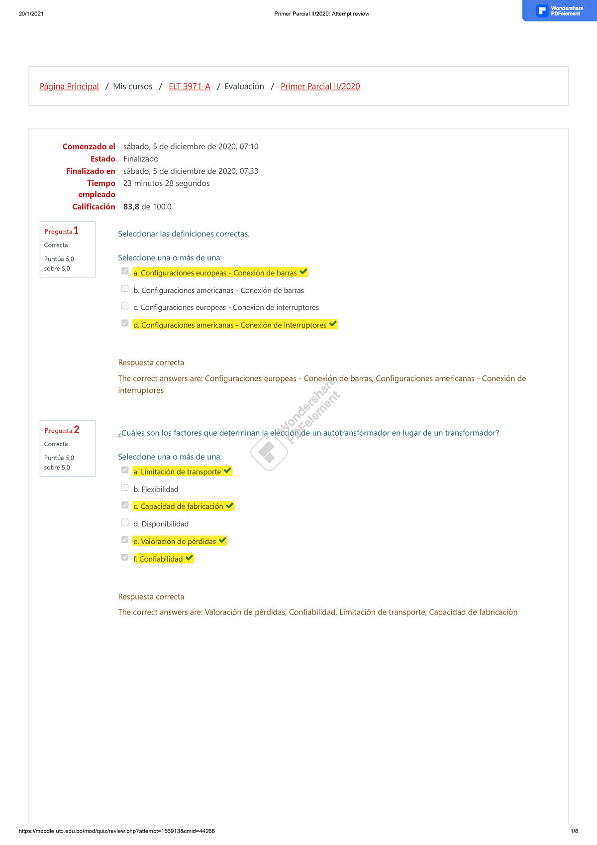 Primer Parcial II ELT 3971-A 2020 Resumen de Preguntas y Respuestas - Studocu