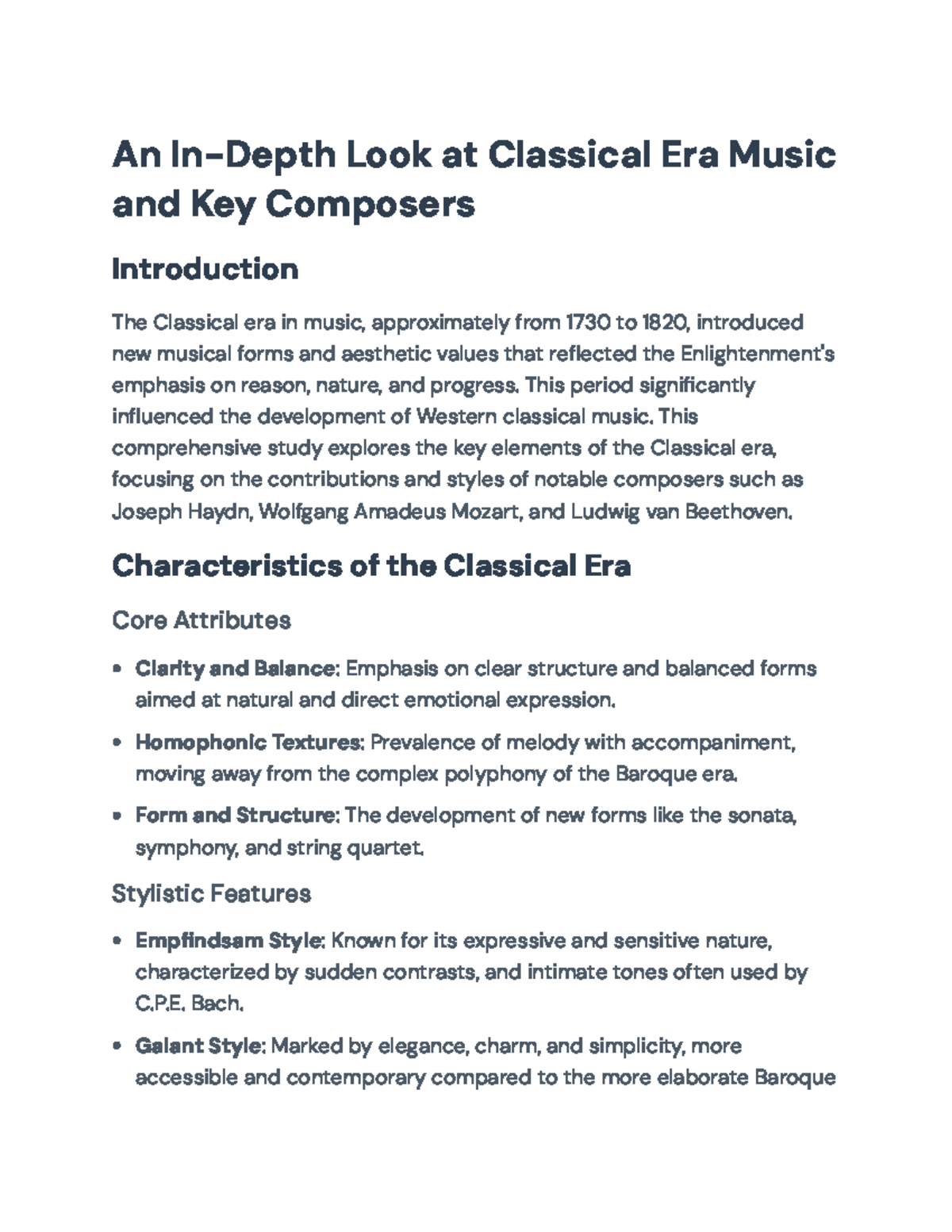 MUS101: Analysis of Classical Era Music & Influential Composers - Studocu