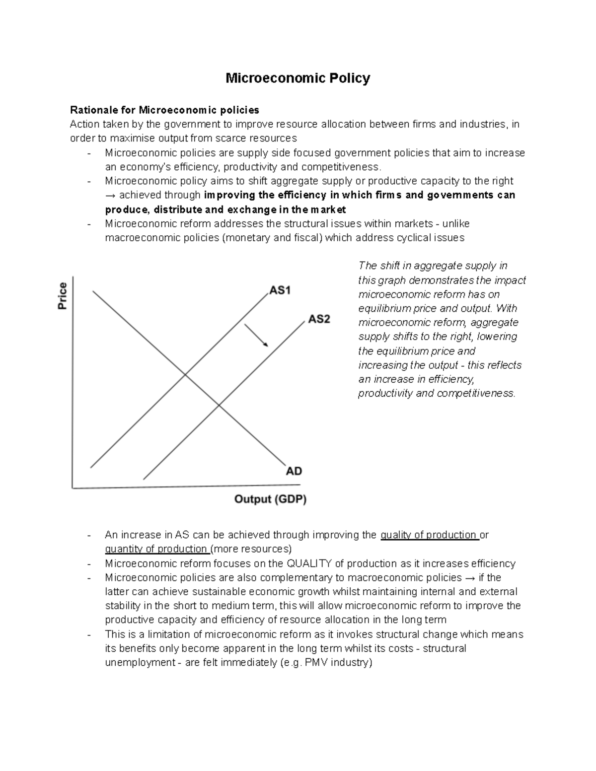 HSC Microeconomic Policy Summary Notes - Studocu