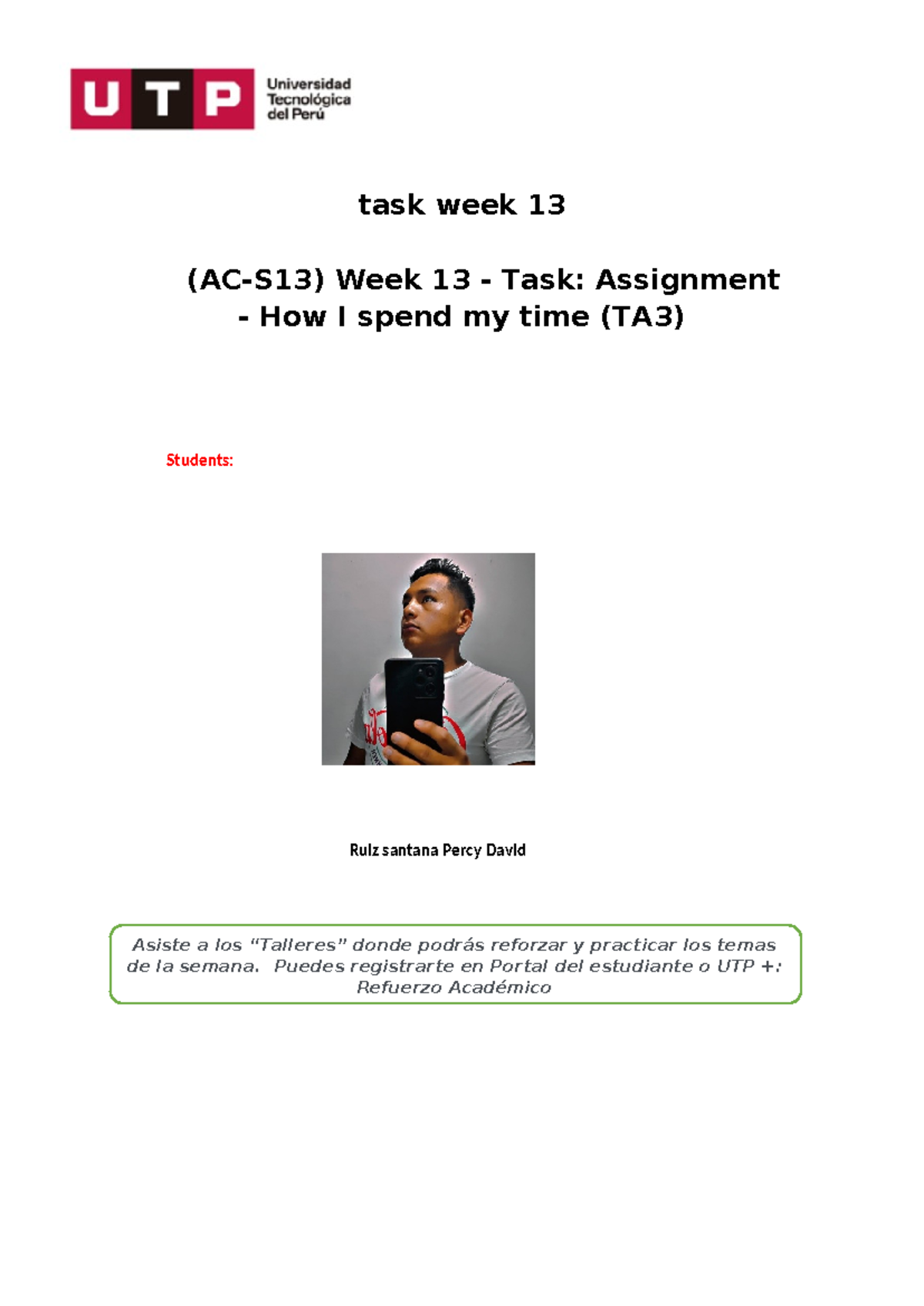 (AC-S13) Week 13 - Assignment Overview and Academic Reinforcement - Studocu