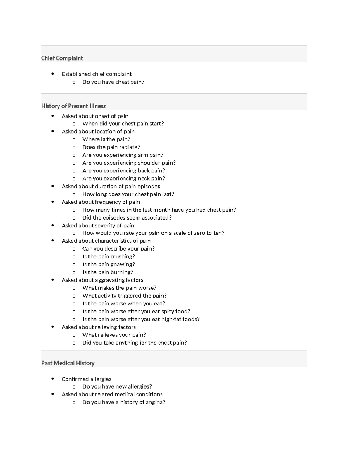 NSG 625 Focused Exam: Assessing Chest Pain & Patient History - Studocu