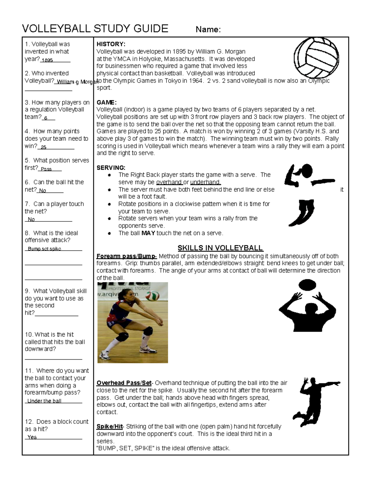 Volleyball PE Study Guide: Key Concepts and Game Rules - Studocu