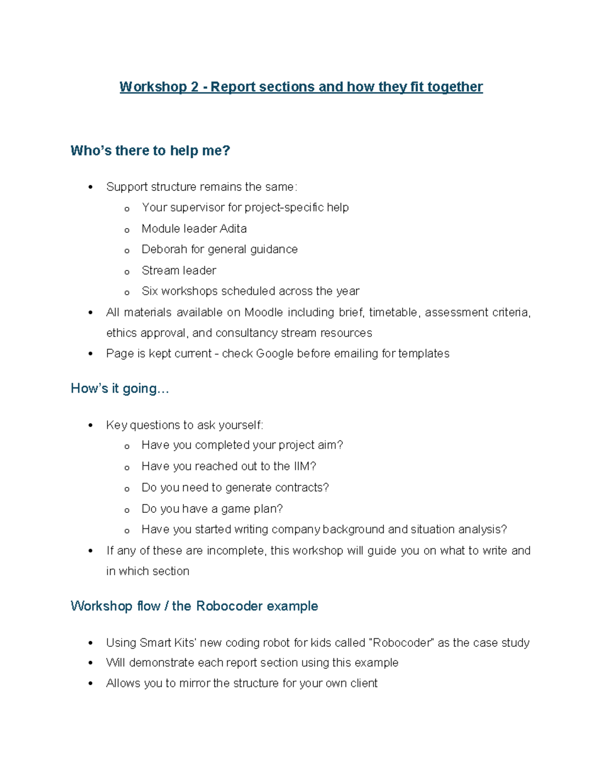 Workshop 2: Structuring Your Report for Success in IIM - Studocu