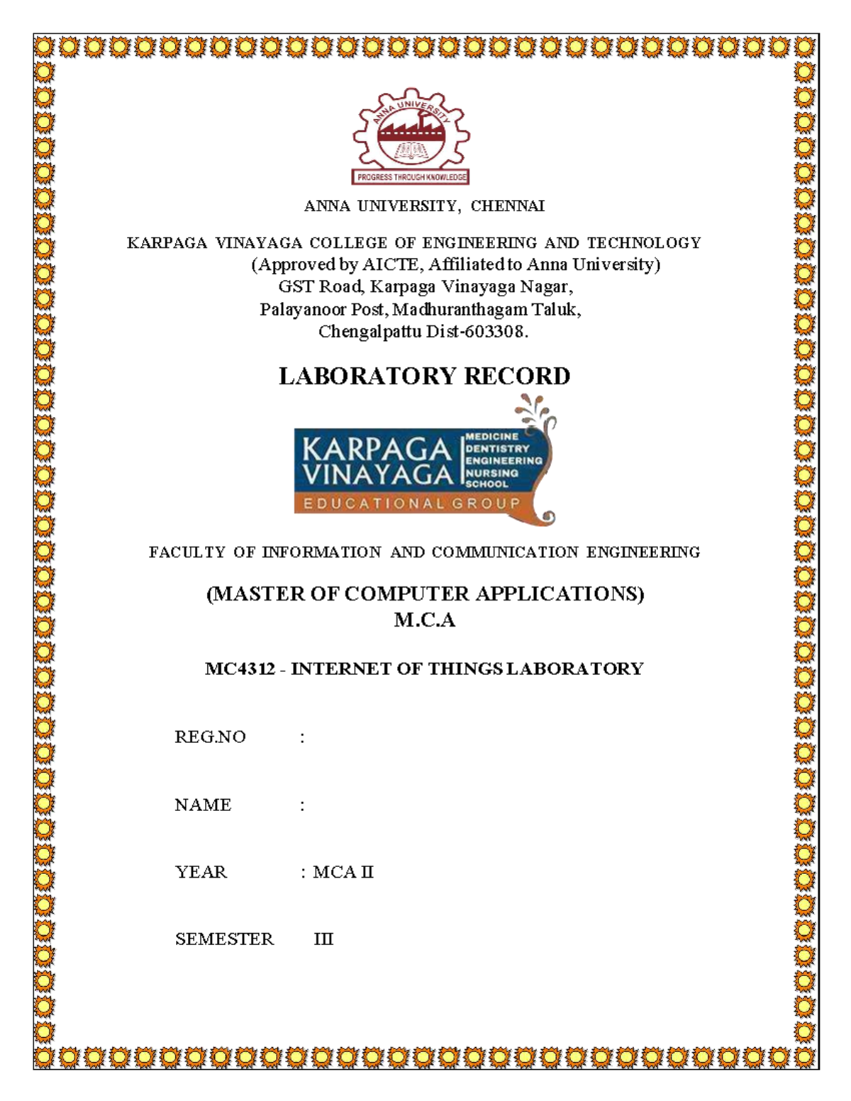MC4312 - Internet of Things Laboratory Practical Record - Studocu