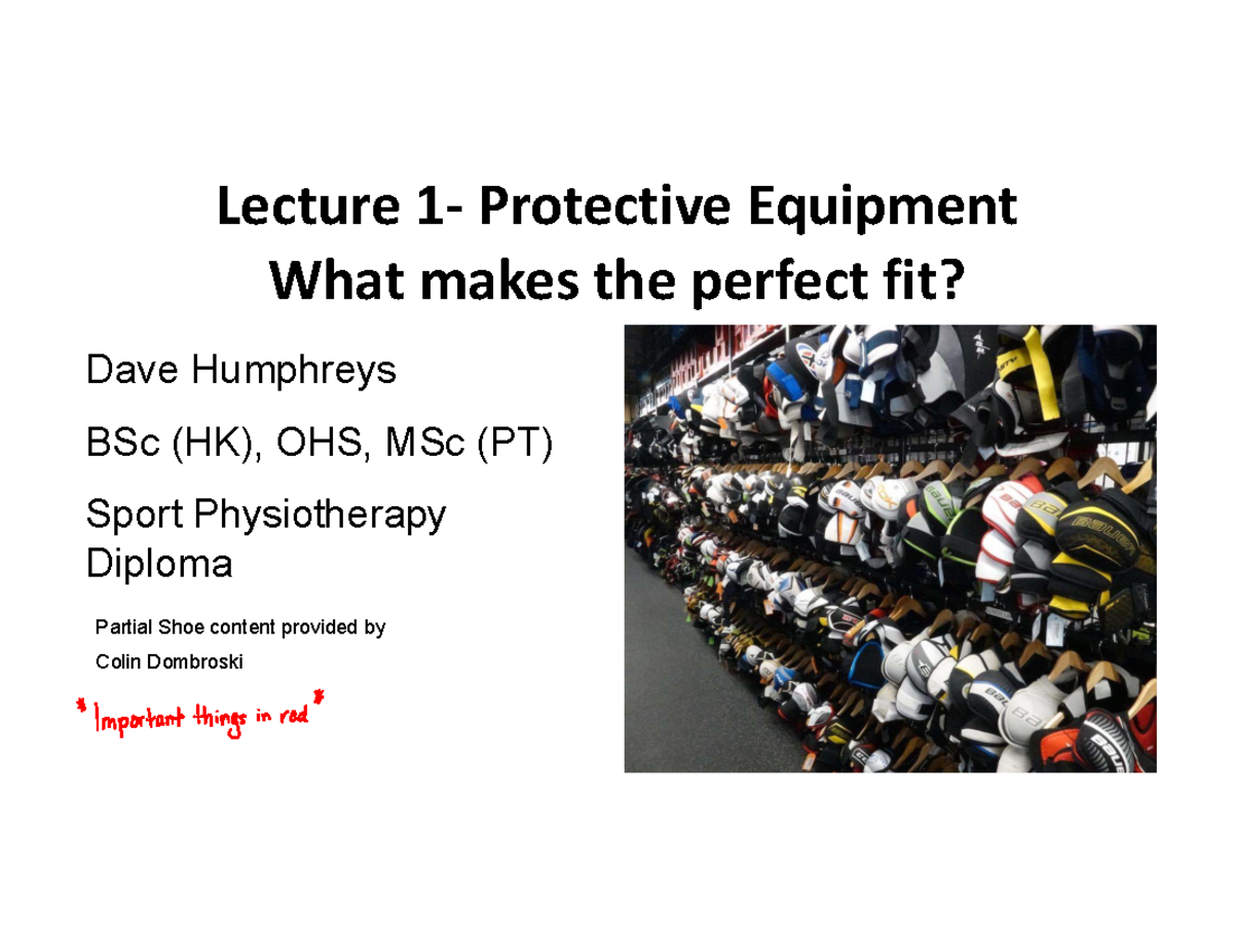 Lecture 1 notes on protective equipment and injury prevention - Studocu
