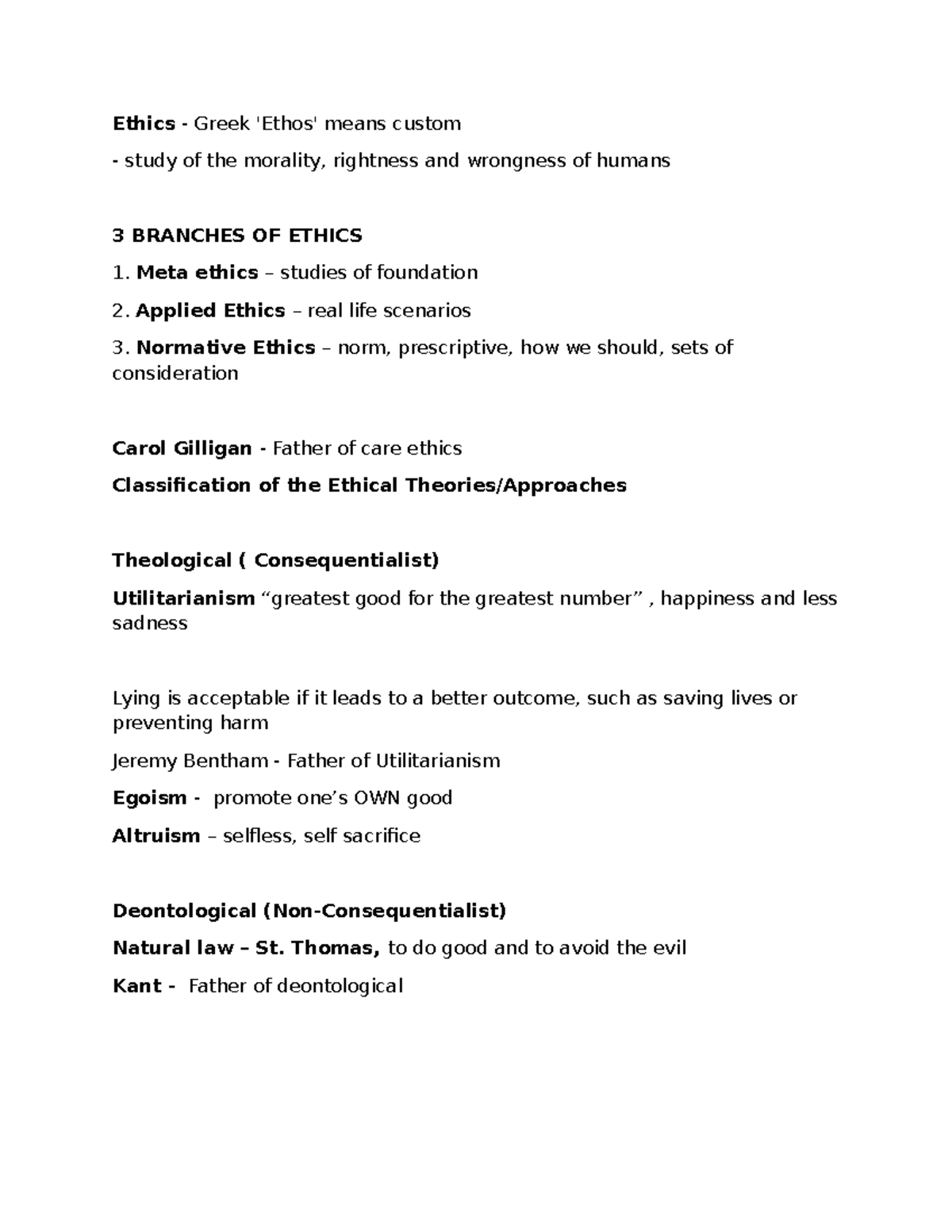 General Education Ethics - Ethics - Greek 'Ethos' means custom study of ...