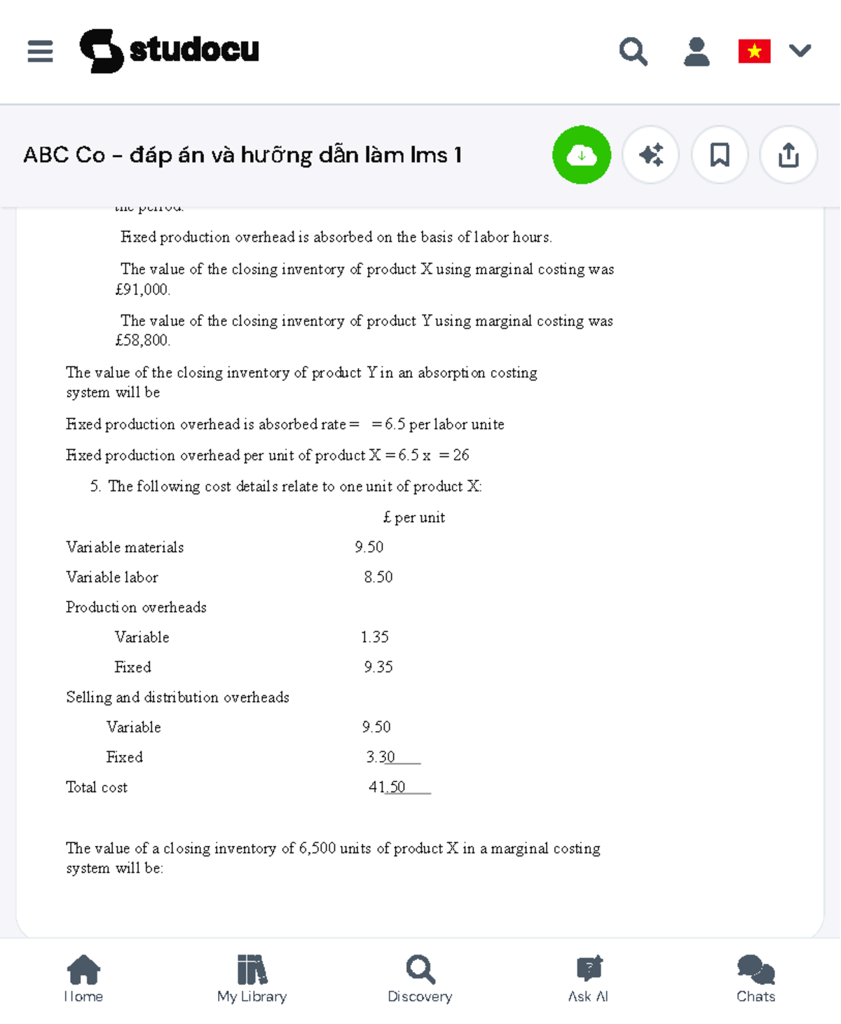ABC Co. - Hướng Dẫn và Đáp Án LMS 1 về Chi Phí Sản Xuất - Studocu