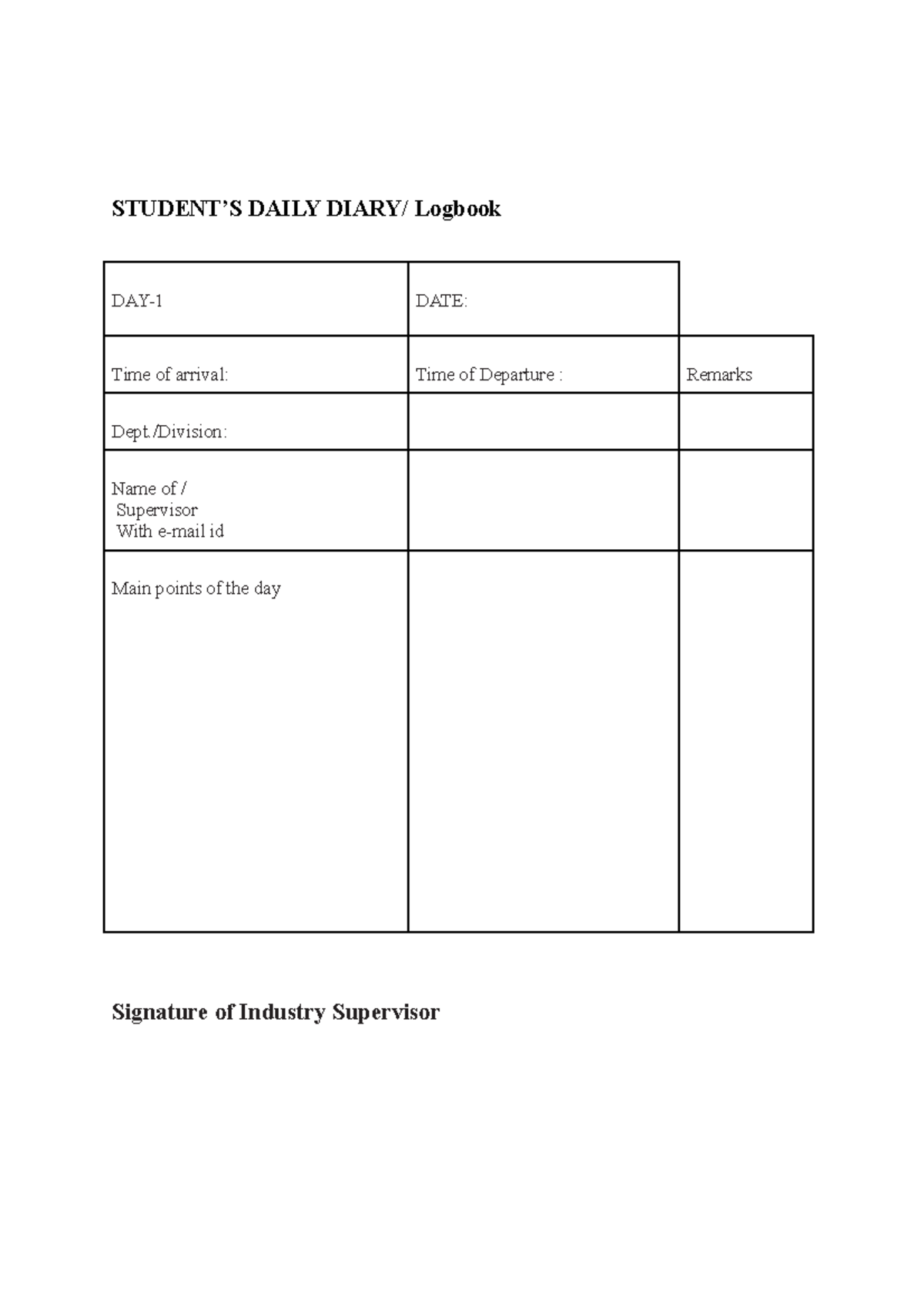 Internship Logbook & Report Format Guidelines (Course Code: INT-101 ...