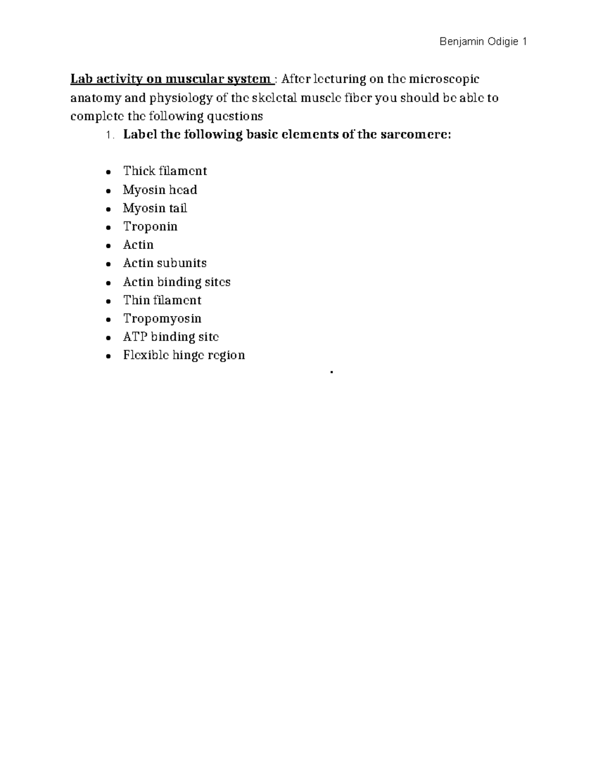Lab 5 - Microscopic Anatomy of the Muscular System Analysis - Studocu