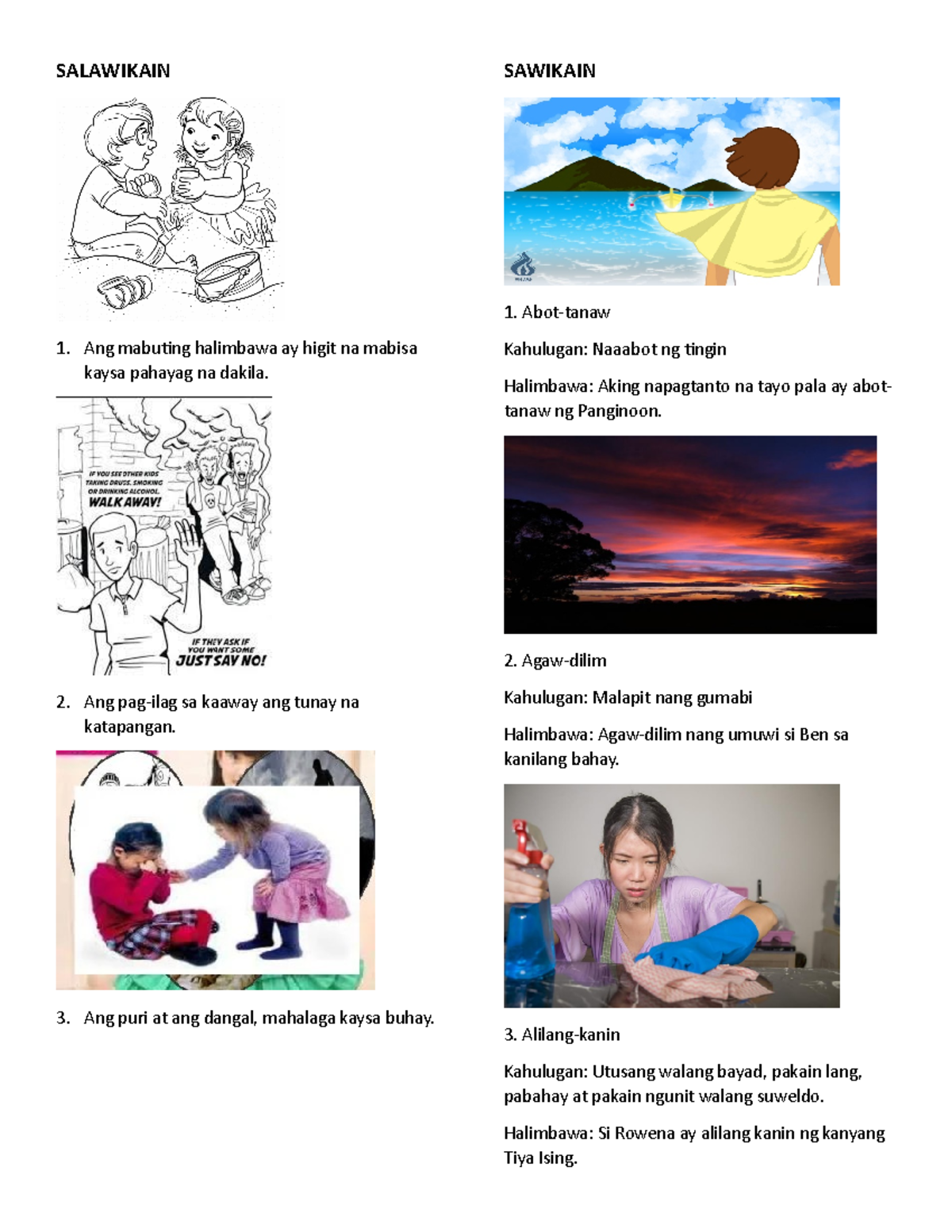 Salawikain, Sawikain, Kasabihan, Bugtong - SALAWIKAIN Ang mabuting ...