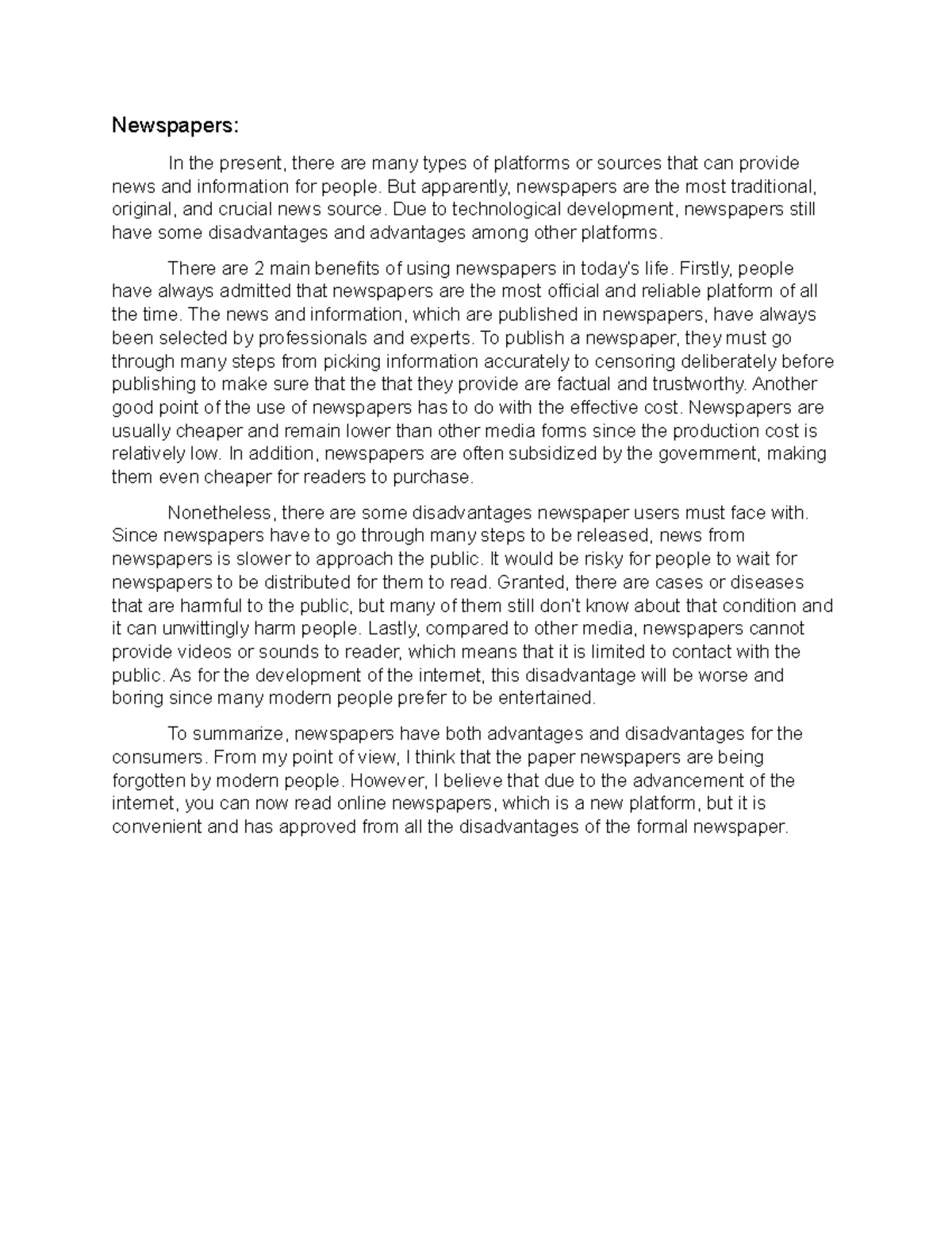 The Role of Newspapers in Modern Media: Advantages & Disadvantages ...
