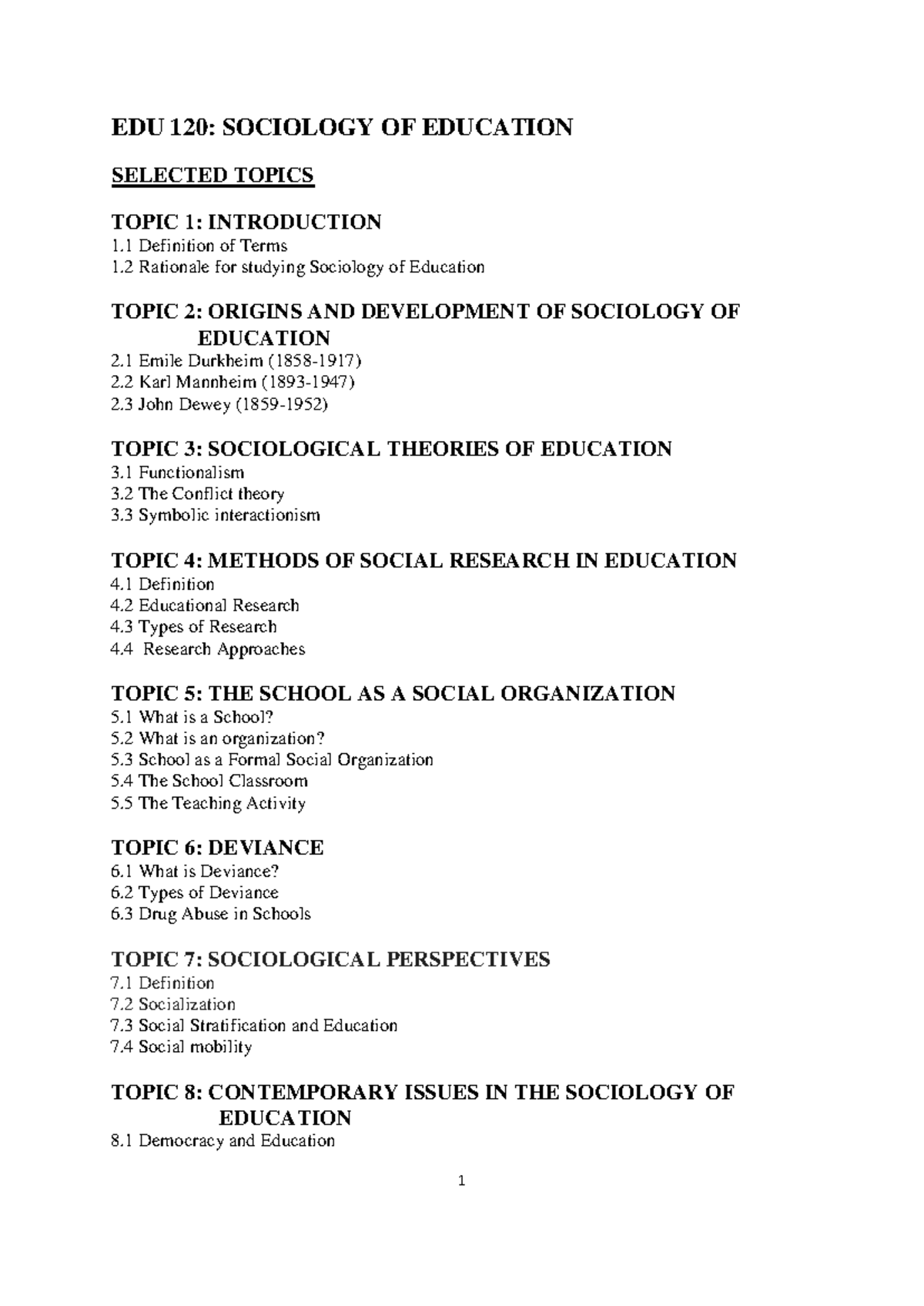 EDU 120: Final Exam Study Notes on Sociology of Education - Studocu
