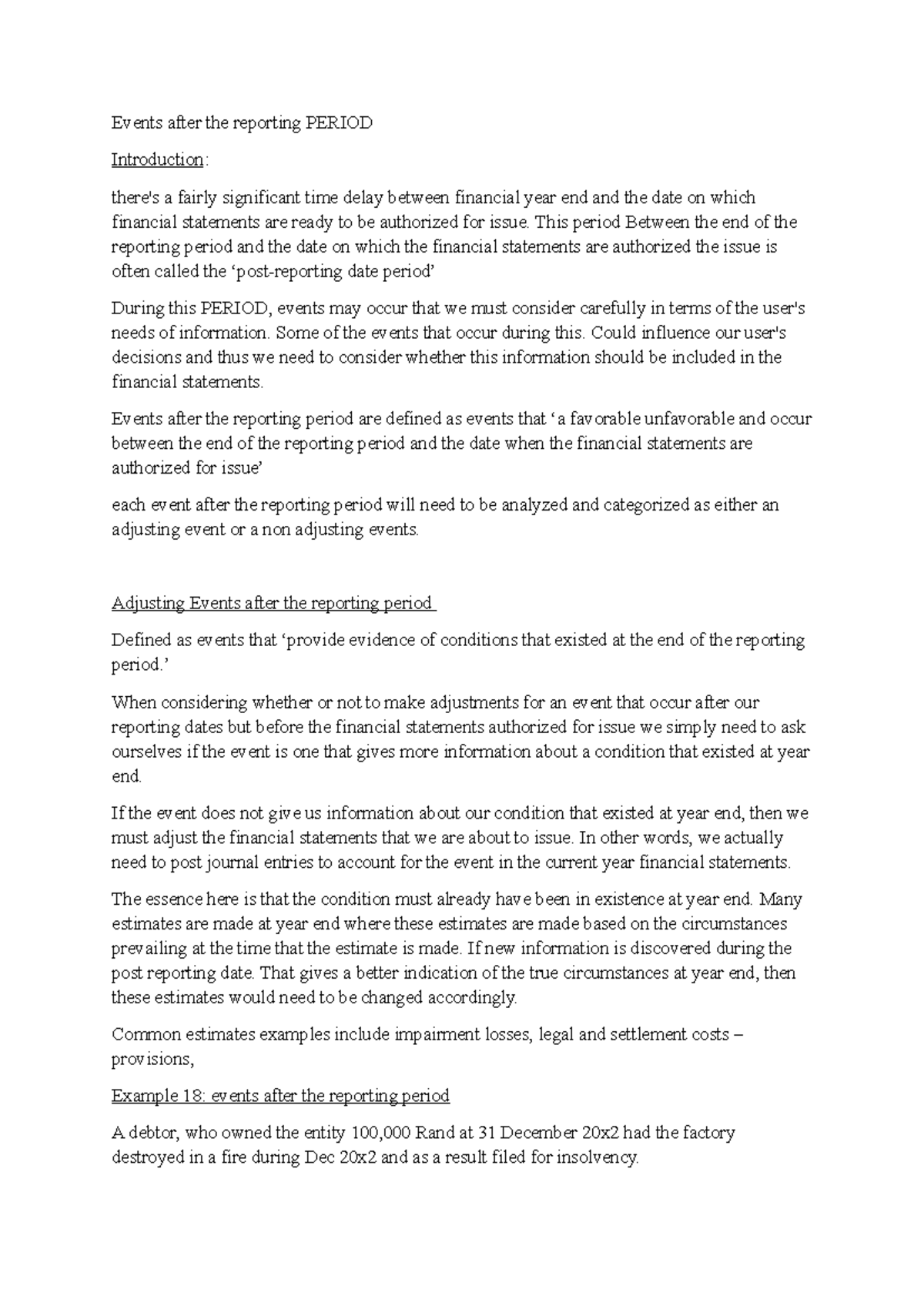 Events After the Reporting Period: Adjusting vs Non-Adjusting Events ...