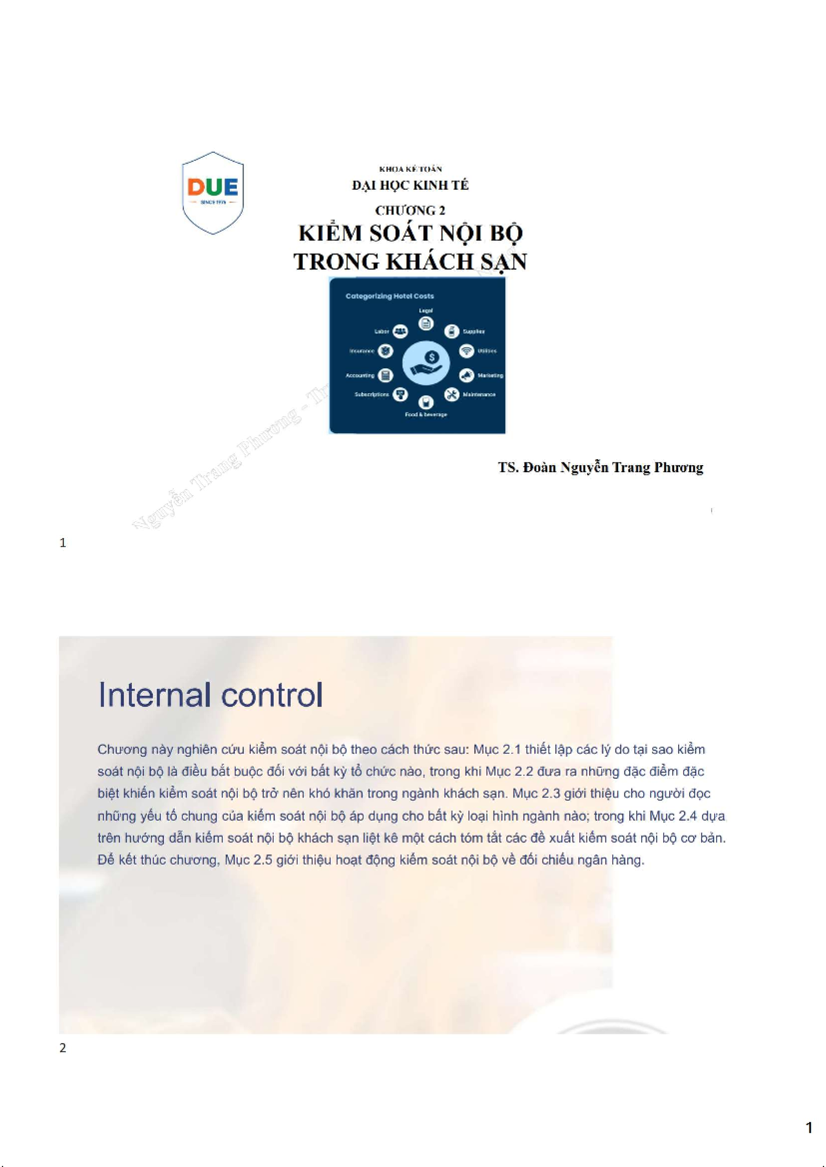 Chương 2: Kiểm Soát Nội Bộ Trong Khách Sạn (KHOA KÉ TOÁN DUE DAI HQC ...