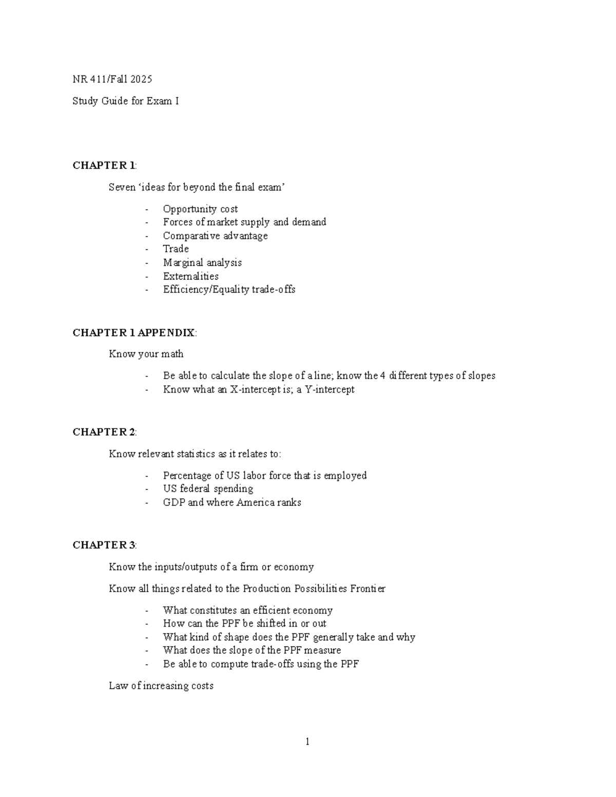 NR 411 Fall 2025 Study Guide for Exam I: Key Concepts & Formulas - Studocu