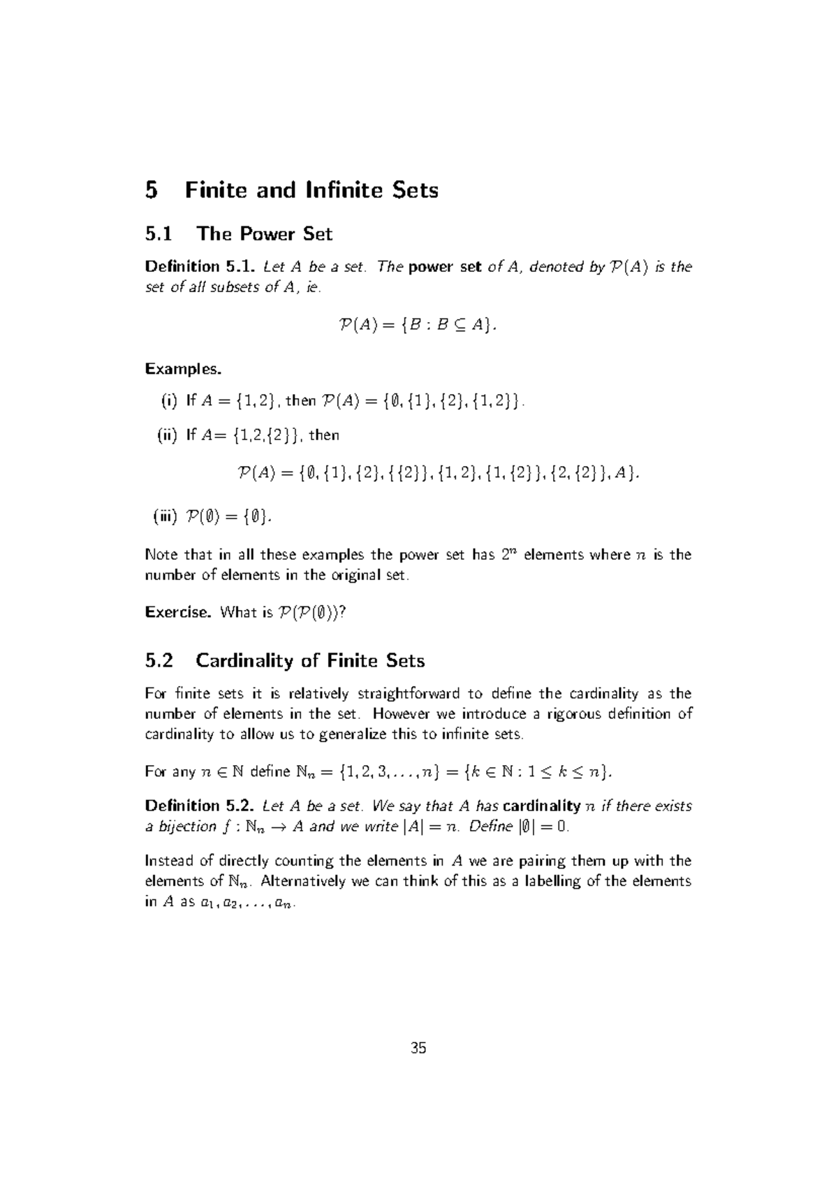 Title: MATH 101: Section 5 - Finite and Infinite Sets Overview - Studocu