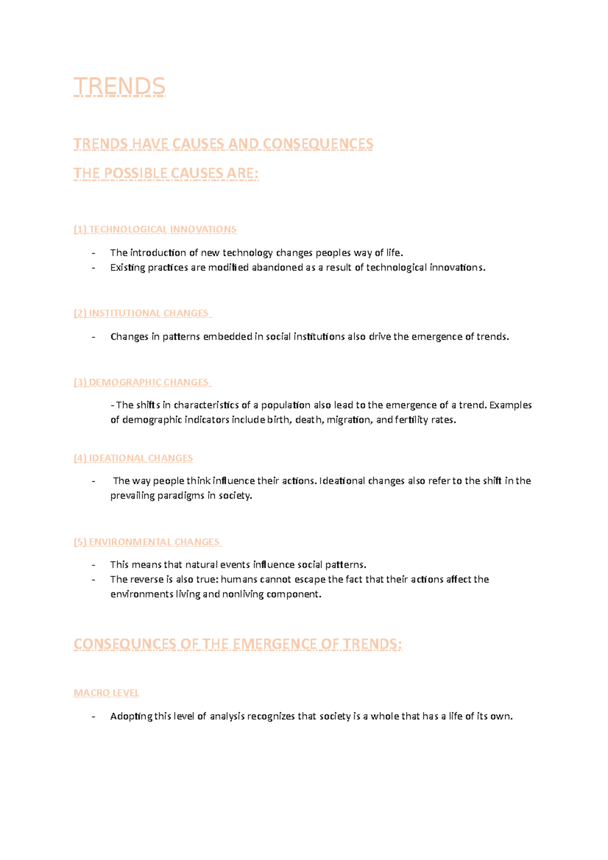 Trend- Monthly - TRENDS TRENDS HAVE CAUSES AND CONSEQUENCES THE ...