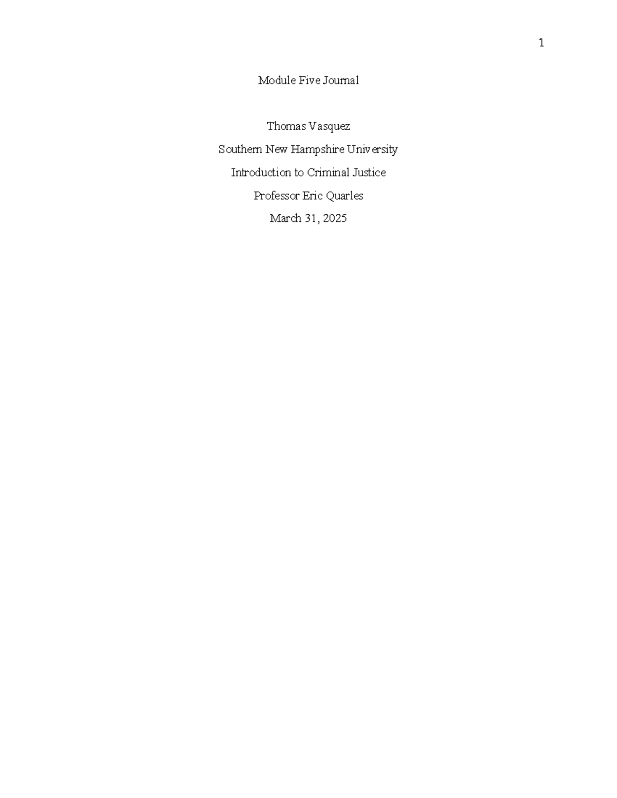 Module five journal - assignment - Module Five Journal Thomas Vasquez ...